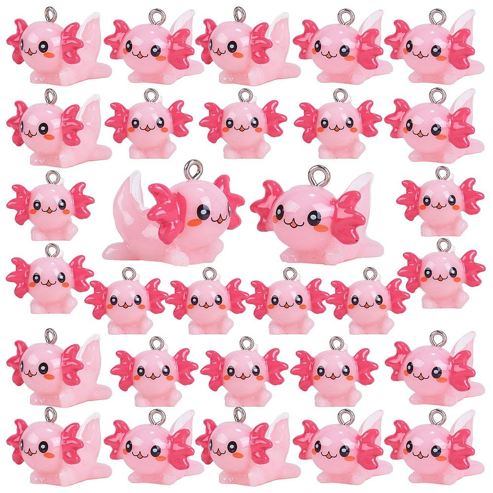 30pcs Resin Pendant Marine Animal Cute Axolotl Pendant Creative Jewelry ...