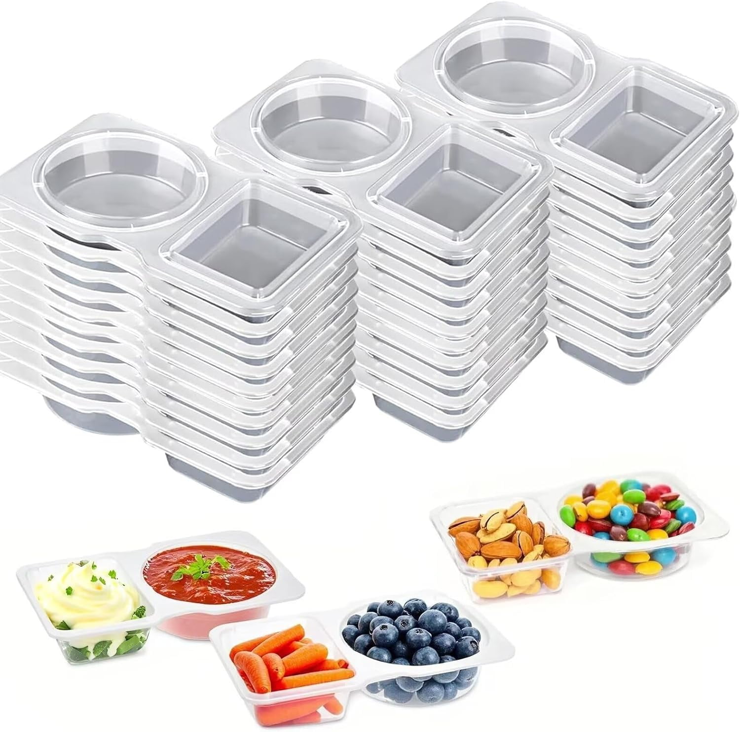 30pcs Reusable Snack Containers with Lids,2025 New 2 Compartment ...