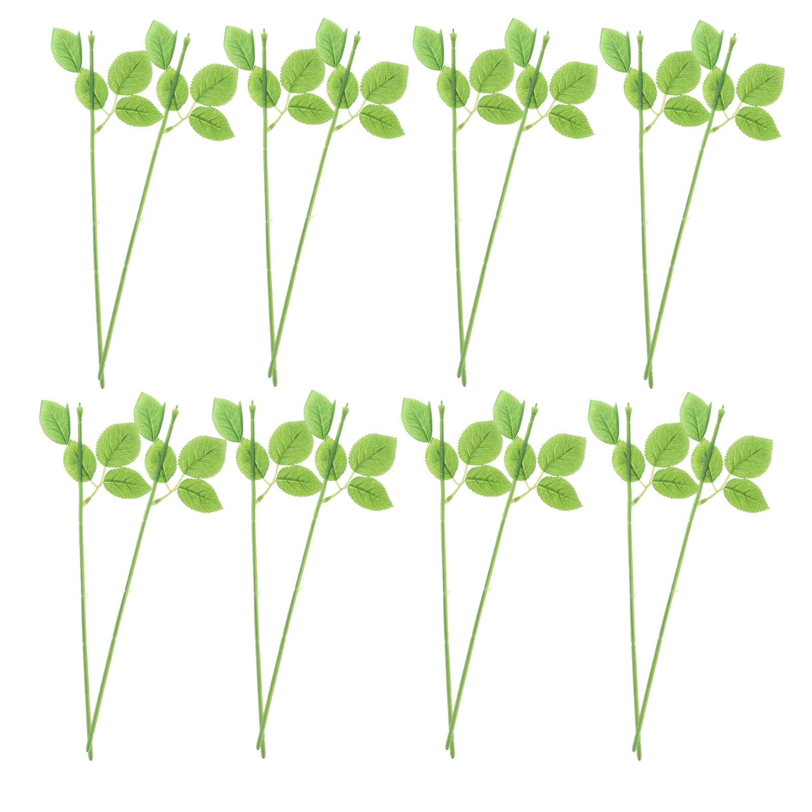 30pcs Rose Flower Stem Single Branch with Leaves Rose Stem Plastic Rose ...