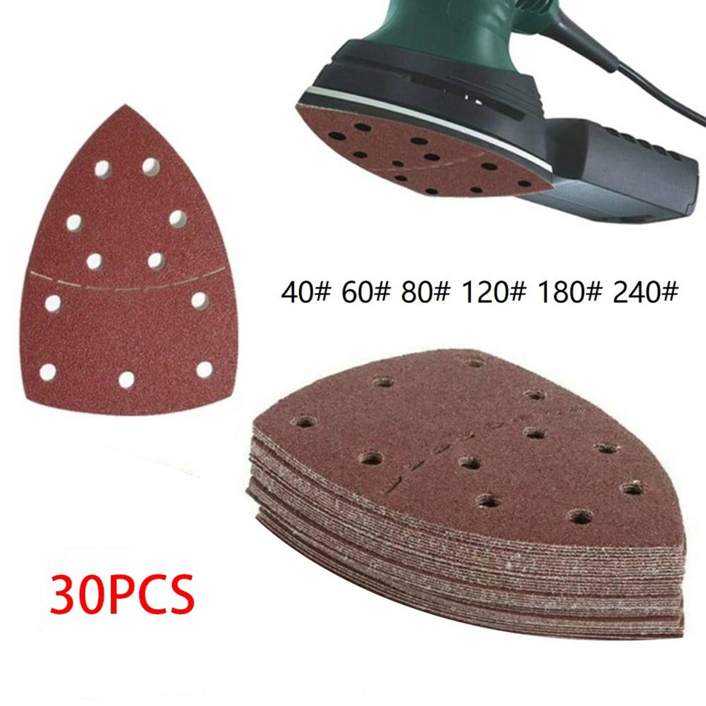30pcs Sanding Sheets Triangle Mouse Detail Sander Pads 40 60 80 120 180 ...