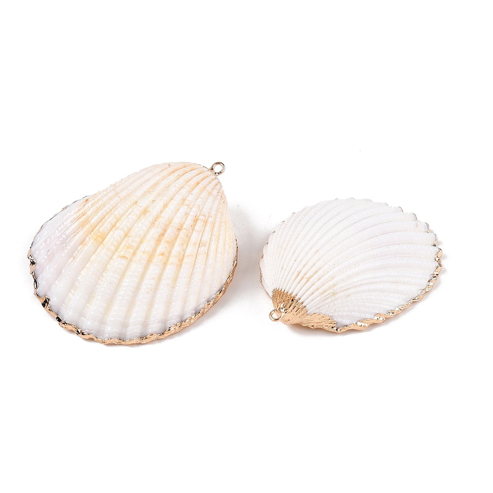 30pcs Scallop Shell Big Pendants Shell Shaped with Golden Tone Iron ...