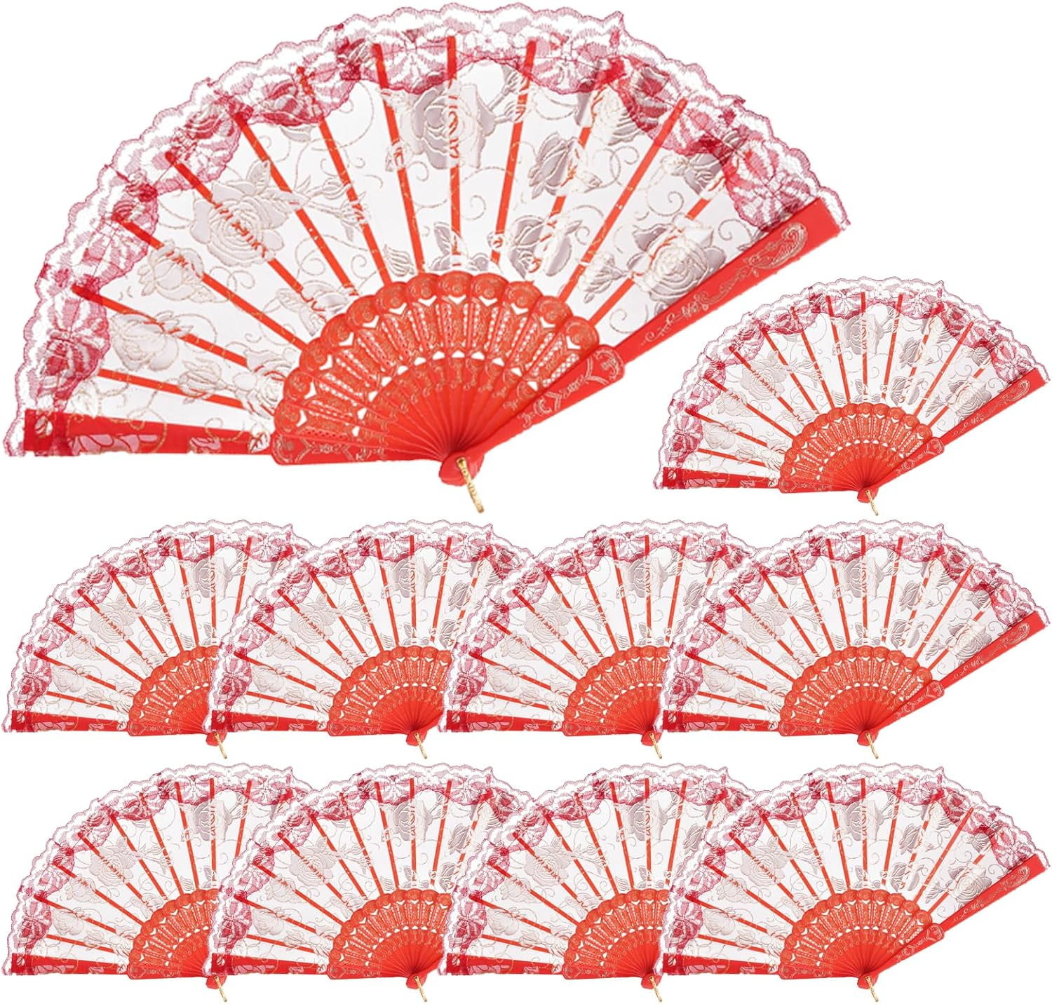 30pcs Silk Folding Hand Fans,Silk Fans,Yellow Rose Fans,Perfect for ...