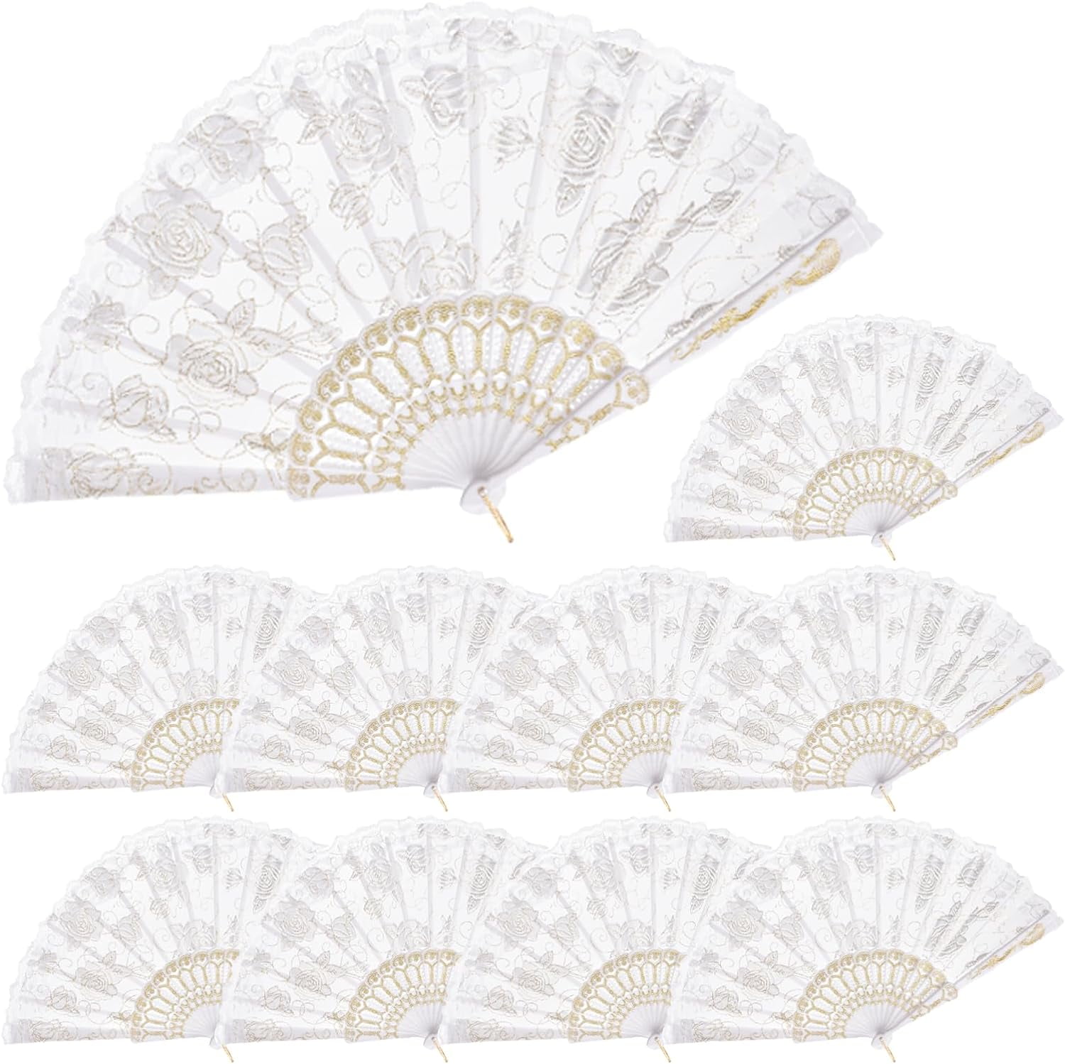 30pcs Silk Folding Hand Fans,Silk Fans,Yellow Rose Fans,Perfect for ...