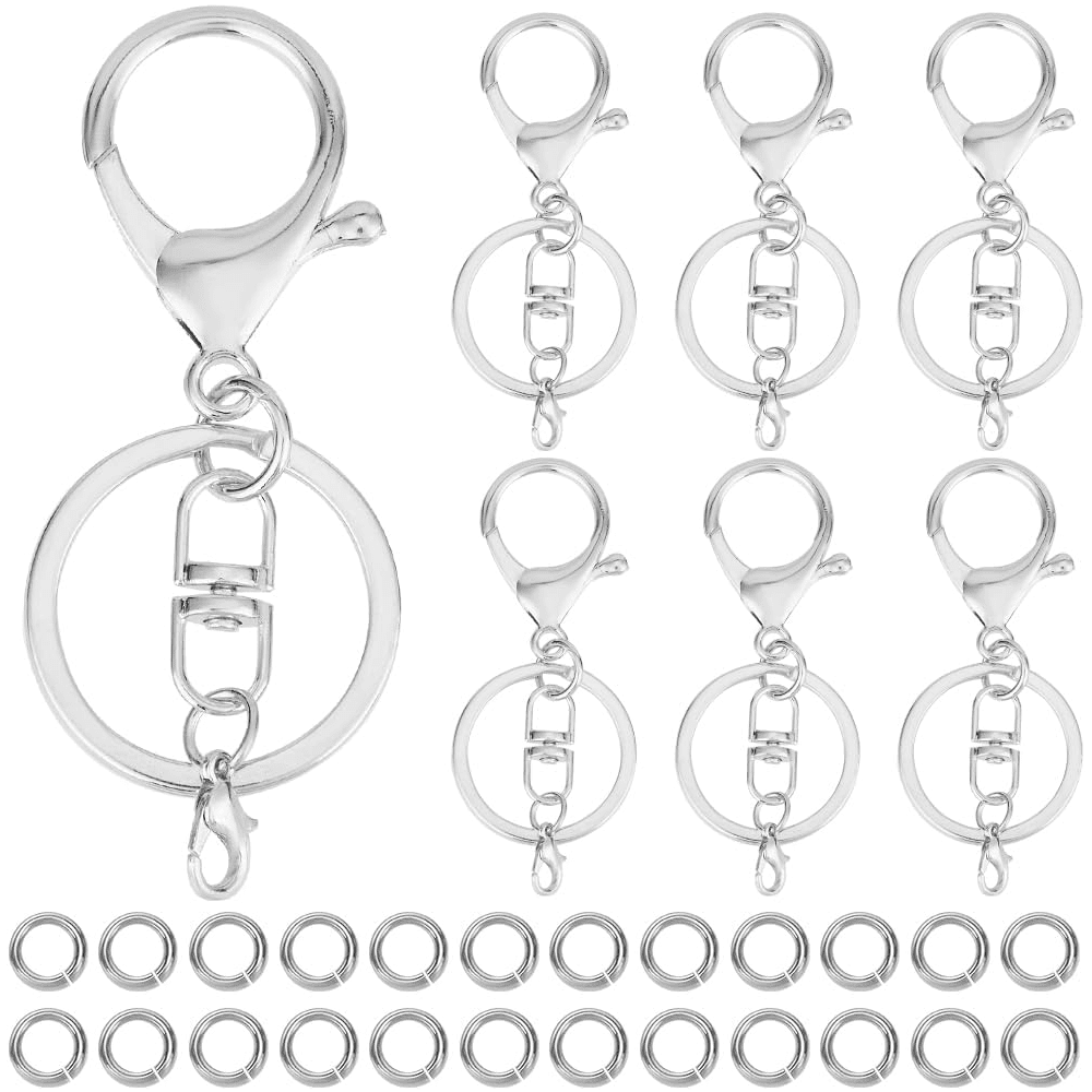 30pcs Silver Lobster Claw Clasp Keychain, Metal Keychains Clips Key ...