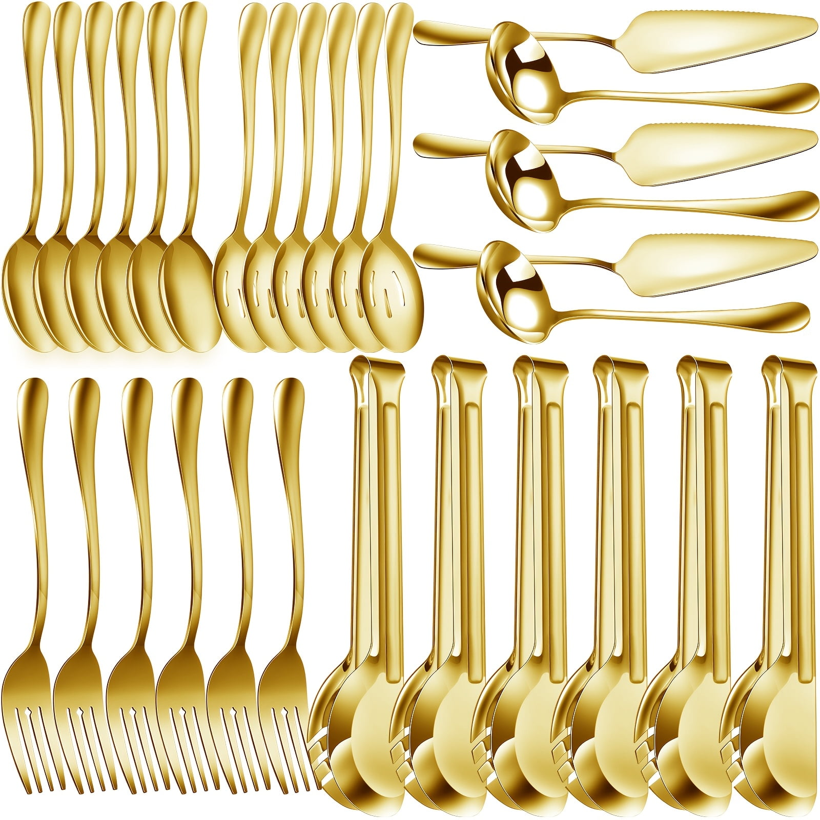 30pcs Stainless Steel Serving Utensils Set Flatware Set Include Large ...