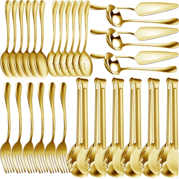 30pcs Stainless Steel Serving Utensils Set Flatware Set Include Large ...