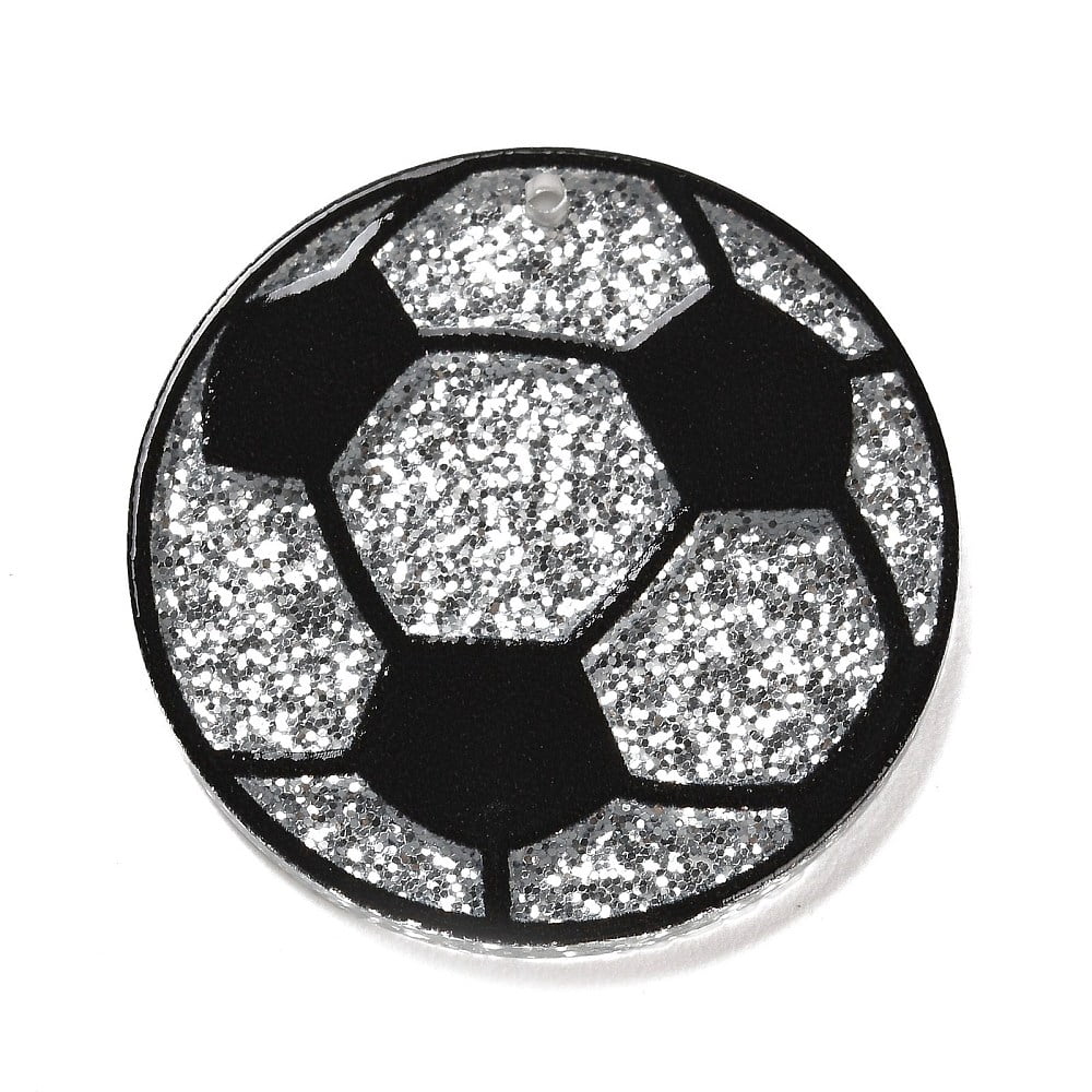 30pcs Transparent Resin Pendants Sport Ball Charms with Glitter Powder ...