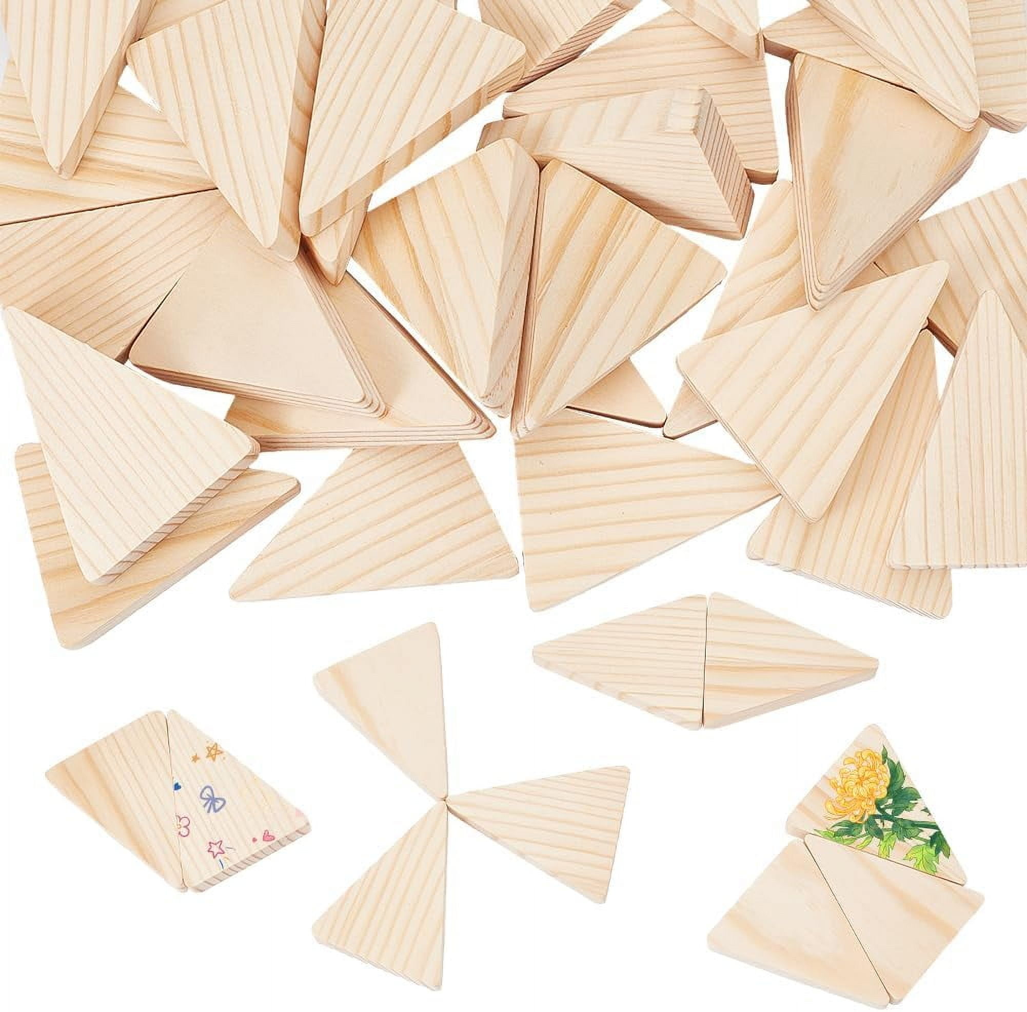 30pcs Triangle Wood Pieces 1.9x2.4x0.5 Inch Unfinished Wood Pieces Wood ...