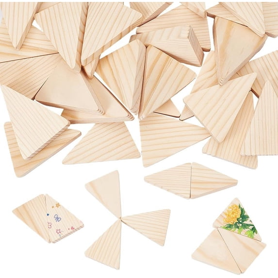 30pcs Triangle Wood Pieces 1.9x2.4x0.5 Inch Unfinished Wood Pieces Wood ...