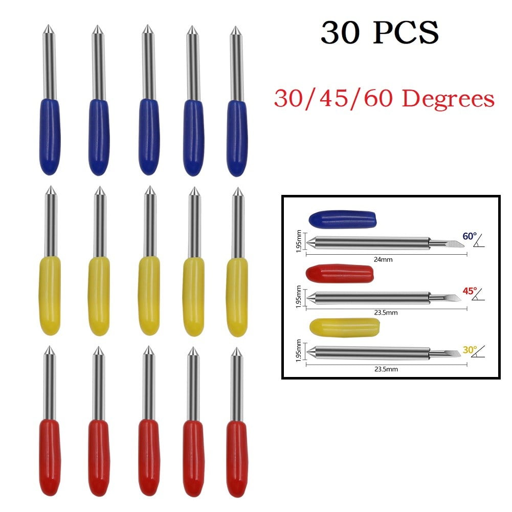 30pcs Tungsten Steel Lettering Cutter 30 45 60 Degrees Replacement Blades For Roland Plotter ...