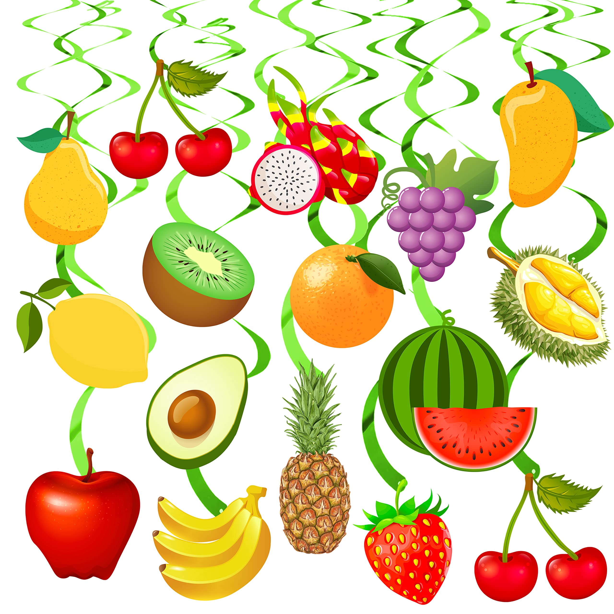 30pcs Tutti FruttiTRDN Hanging Swirls Decorations Summer Fruit Party ...