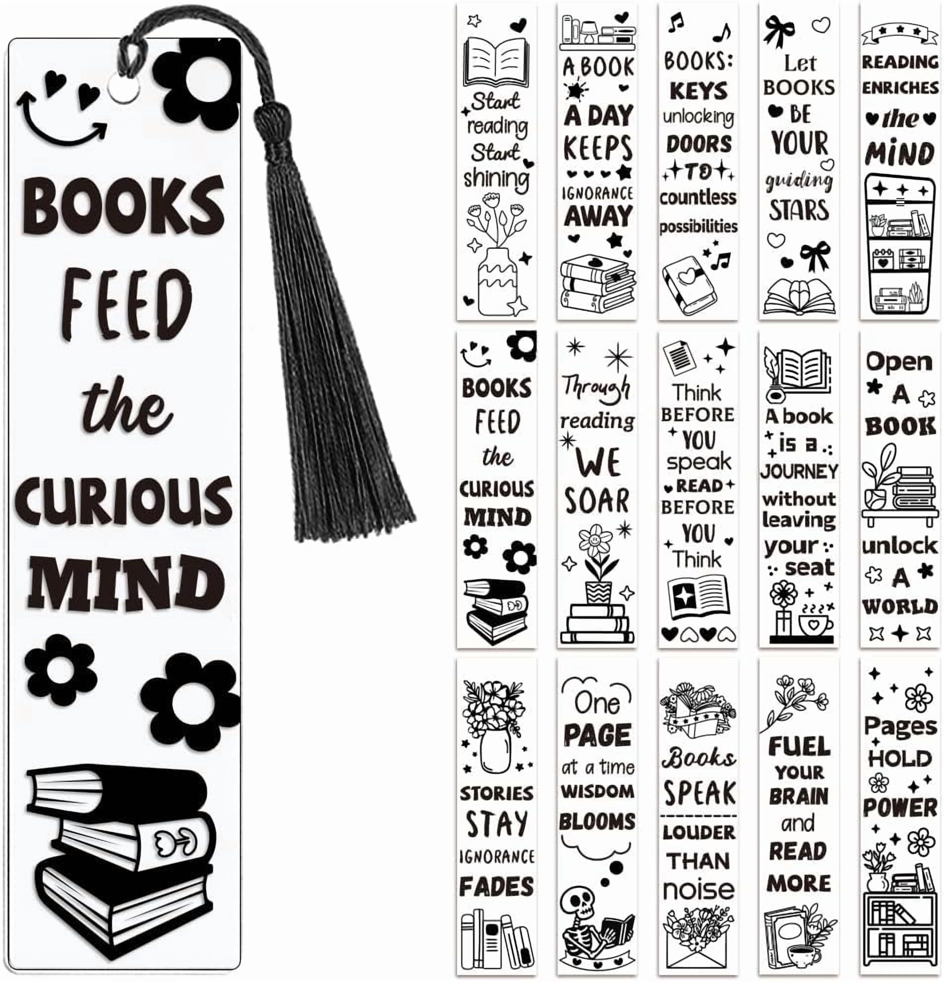 30pcs UV DTF Bookmarks Wraps Transfer Stickers Black Inspirational ...