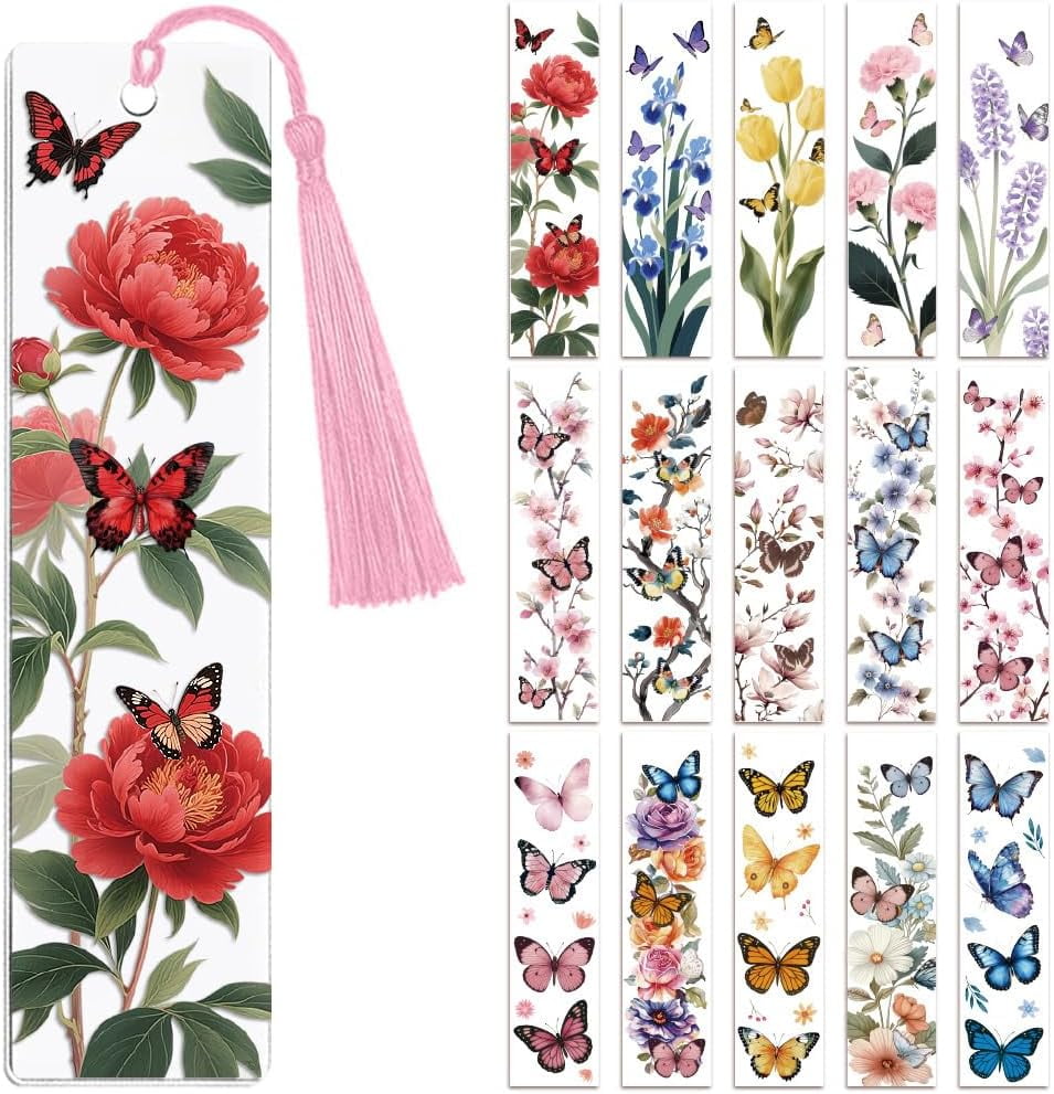 30pcs UV DTF Bookmarks Wraps Transfer Stickers Butterfly and Flowers ...
