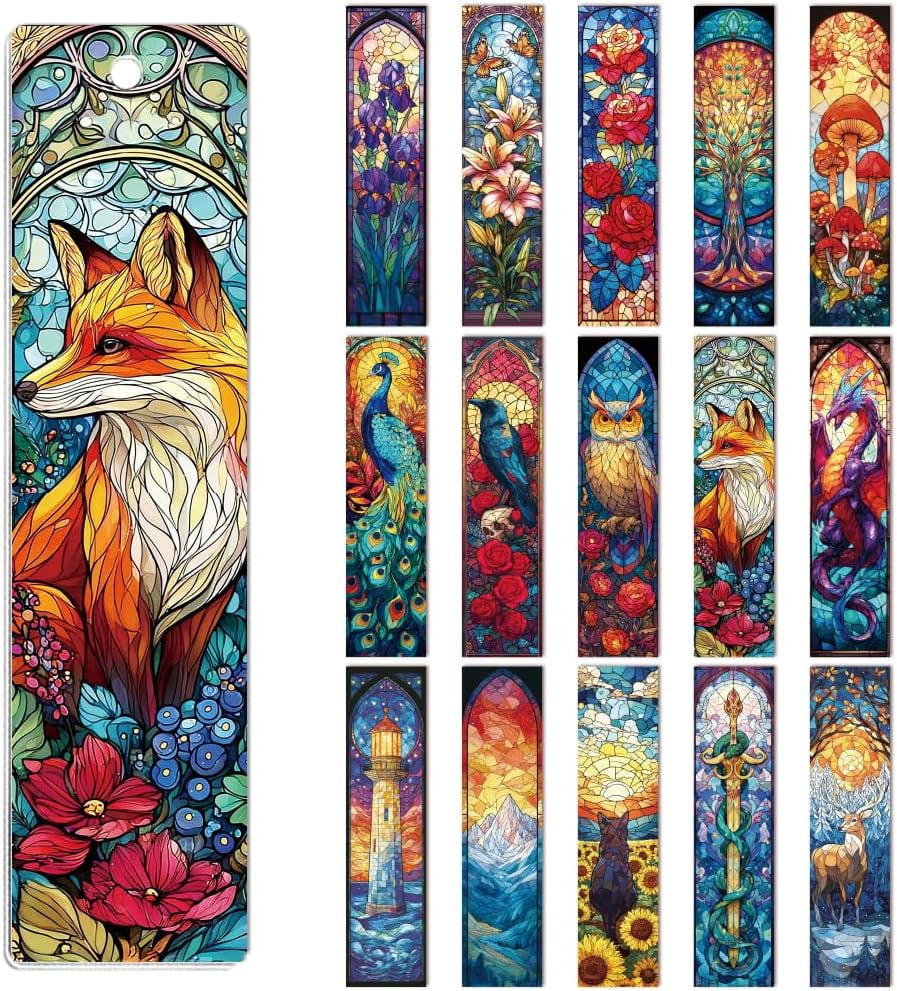 30pcs UV DTF Bookmarks Wraps Transfer Stickers Colored Glass for Women ...