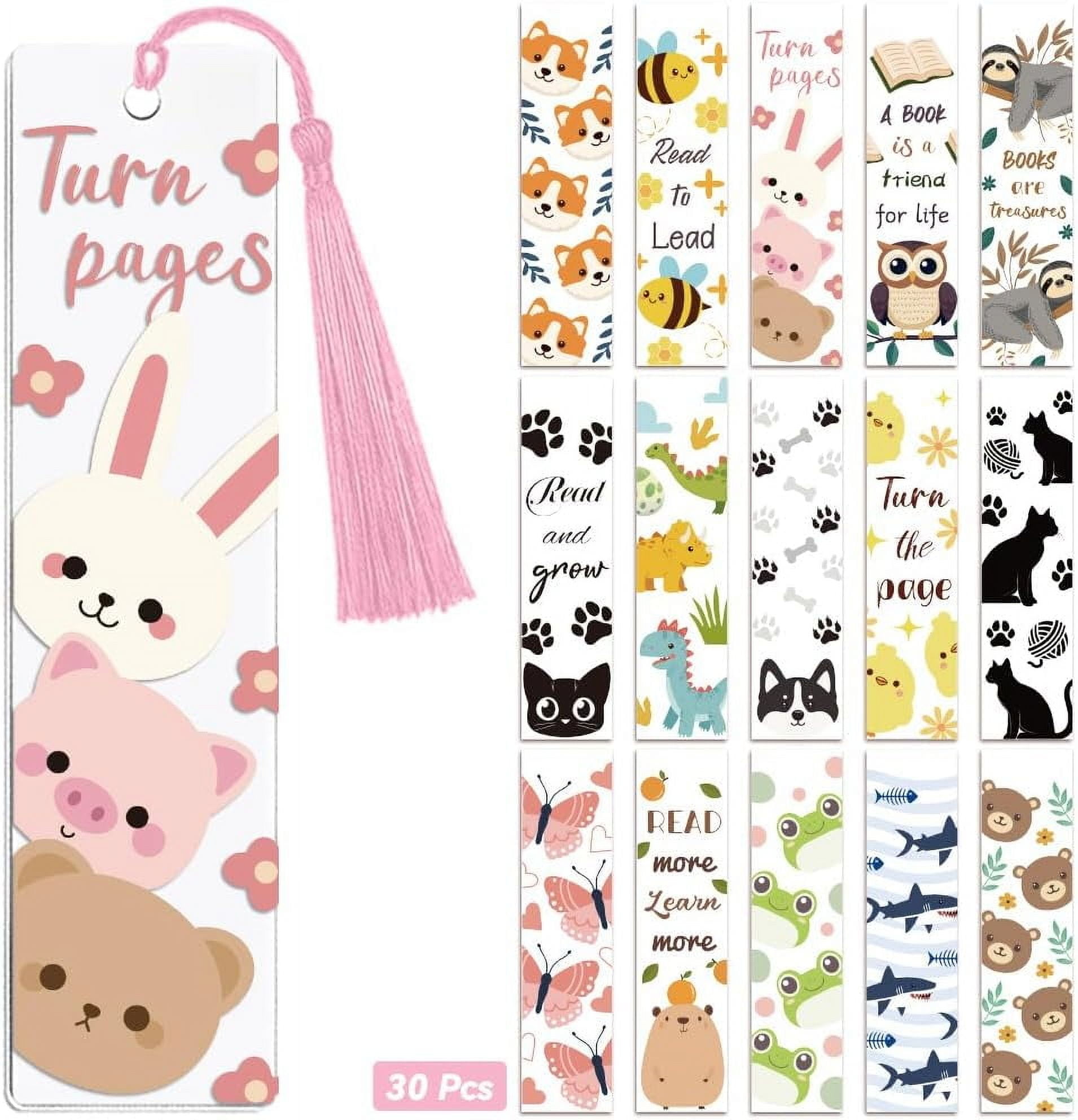 30pcs UV DTF Bookmarks Wraps Transfer Stickers Cute Animals and ...
