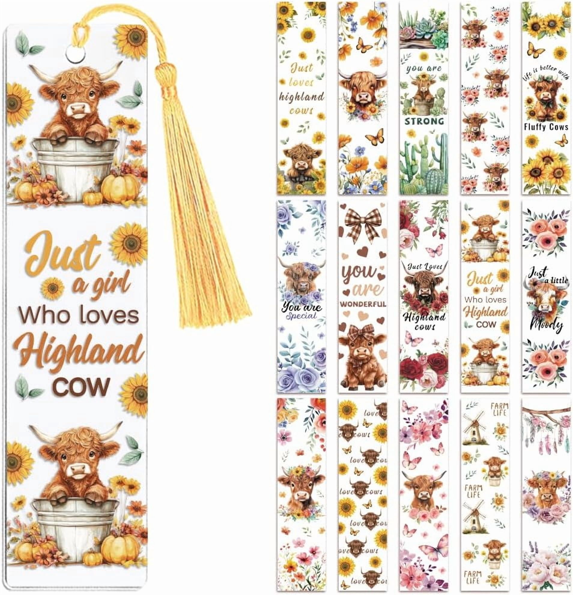 30pcs UV DTF Bookmarks Wraps Transfer Stickers Highland Cow and ...