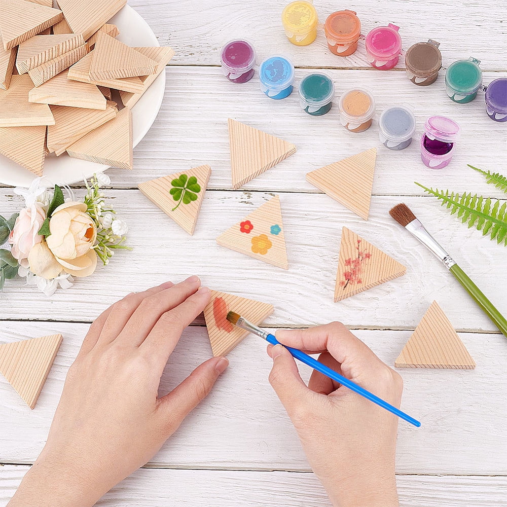30pcs Unfinished Wood Triangle Pieces 1.96" Blank Wooden Triangle ...