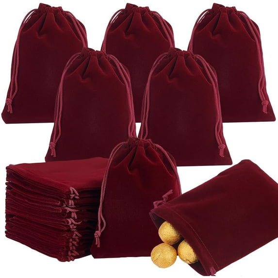 30pcs Velvet Bags Red Velvet Gift Favors Bags Jewelry Pouch 5.9x4.7 ...