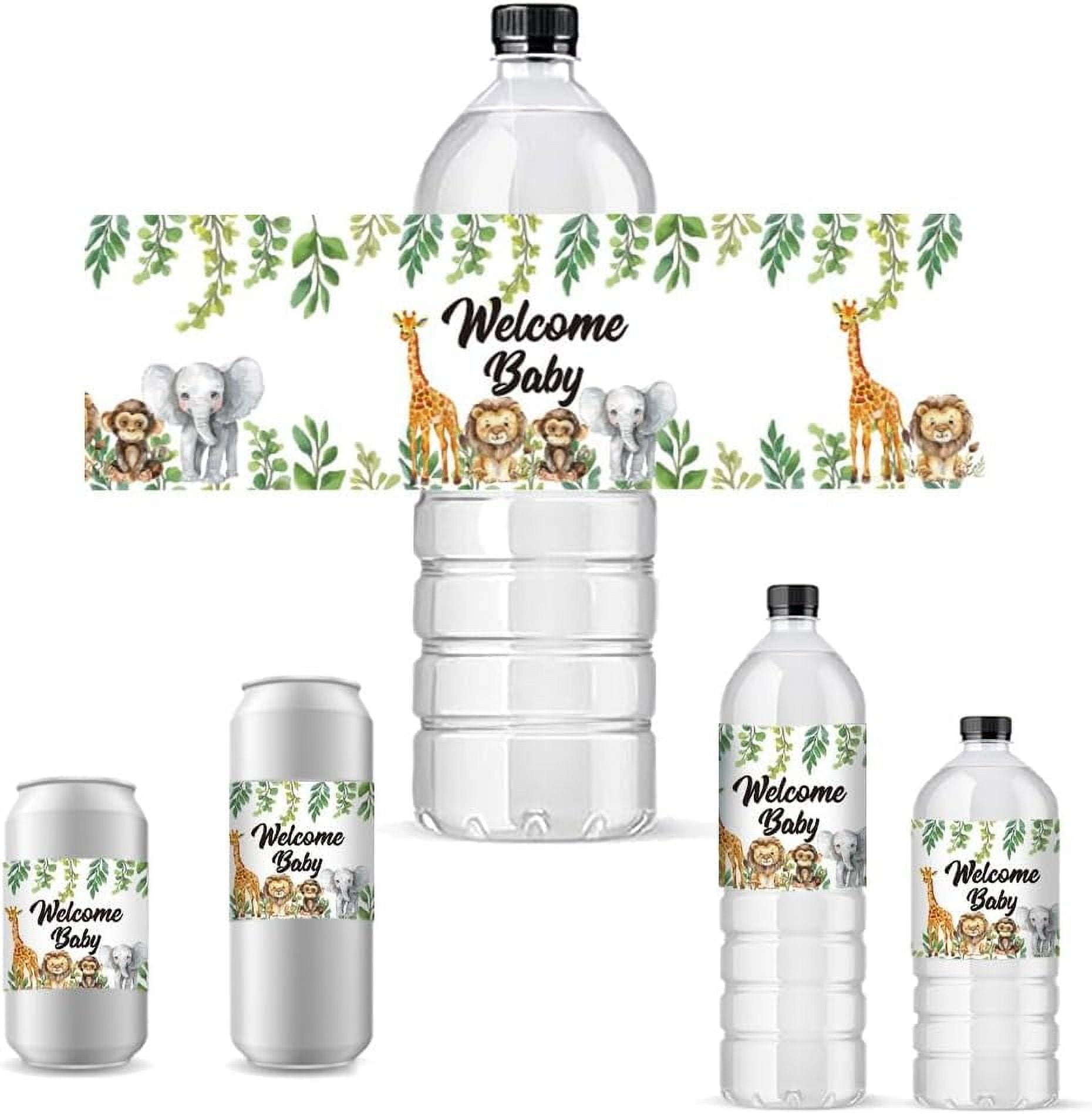 30pcs Water Bottle Labels for Baby Shower Green Bottle Stickers ...