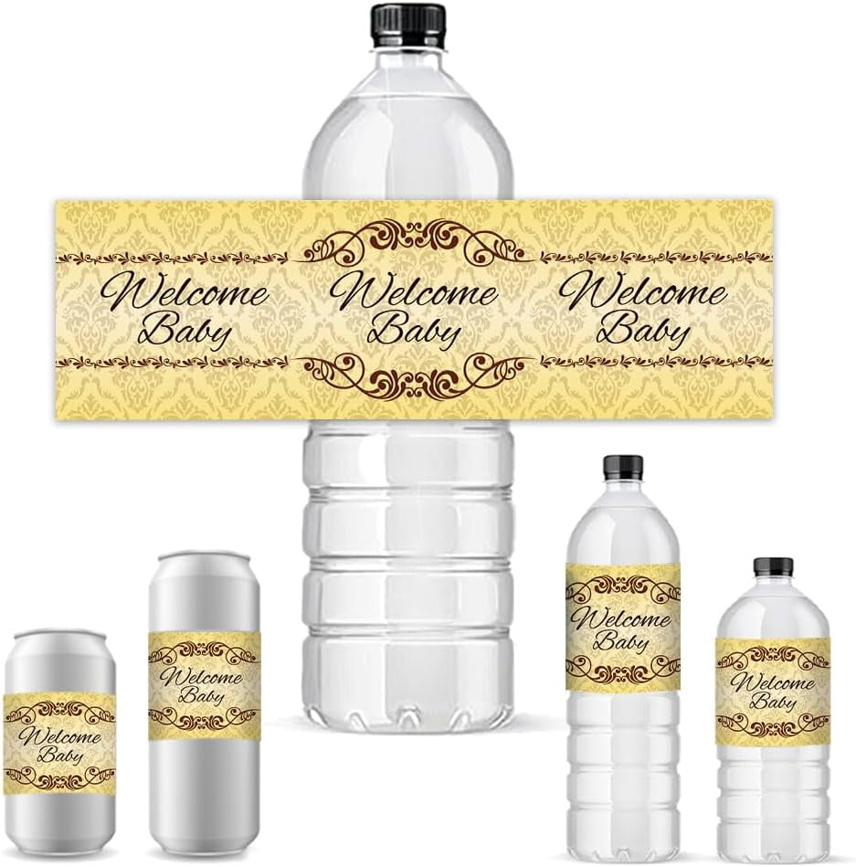 30pcs Welcome Baby Water Bottle Labels Adhesive Waterproof Bottle Wraps ...