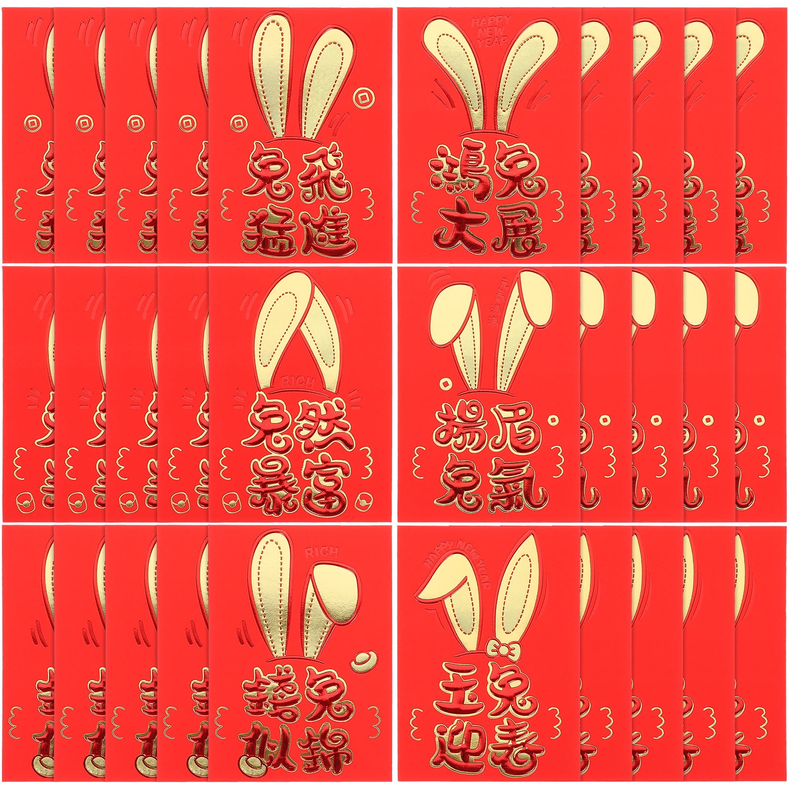 30pcs Zodiac Rabbit Red Envelopes 2023 Red Packets Chinese New Year ...