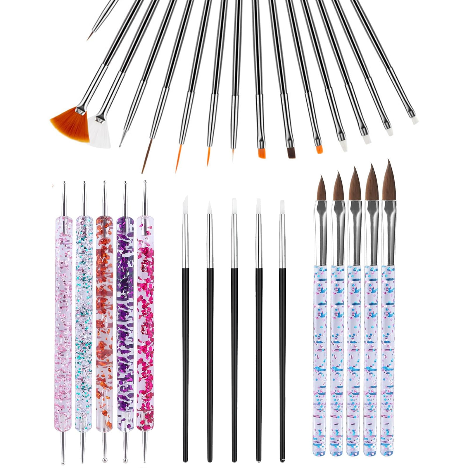 30pcs nail design tools Set,Nail Dotting Tools,Nail Art Pens brushes ...