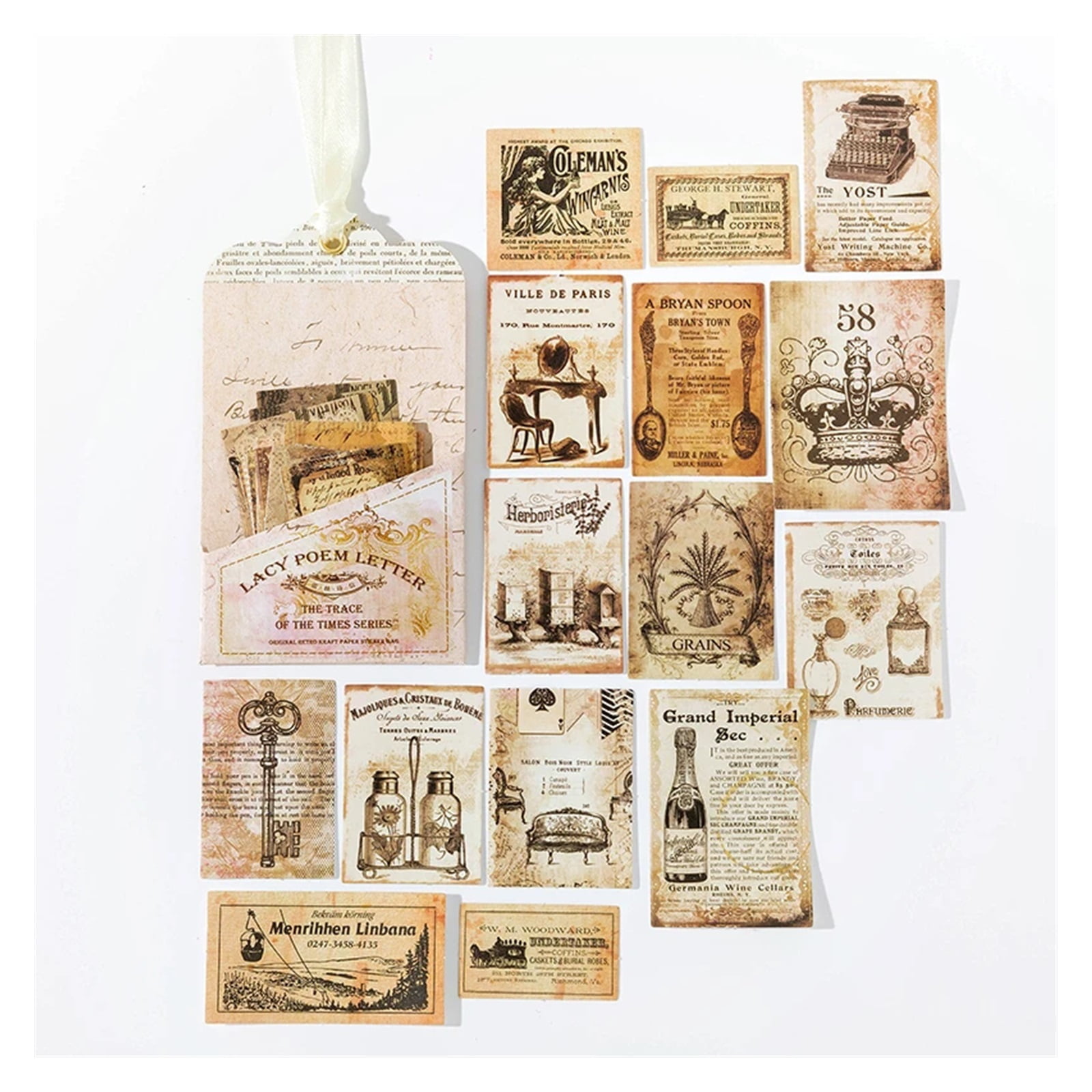 30pcs/pack Decor Scrapbook Vintage Sticker Materials Paper Combo Kit ...