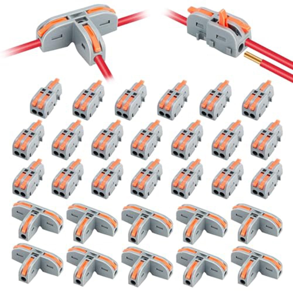 30pcs wire connectors T-type lever nut wire connectors and 1 in 2 out ...