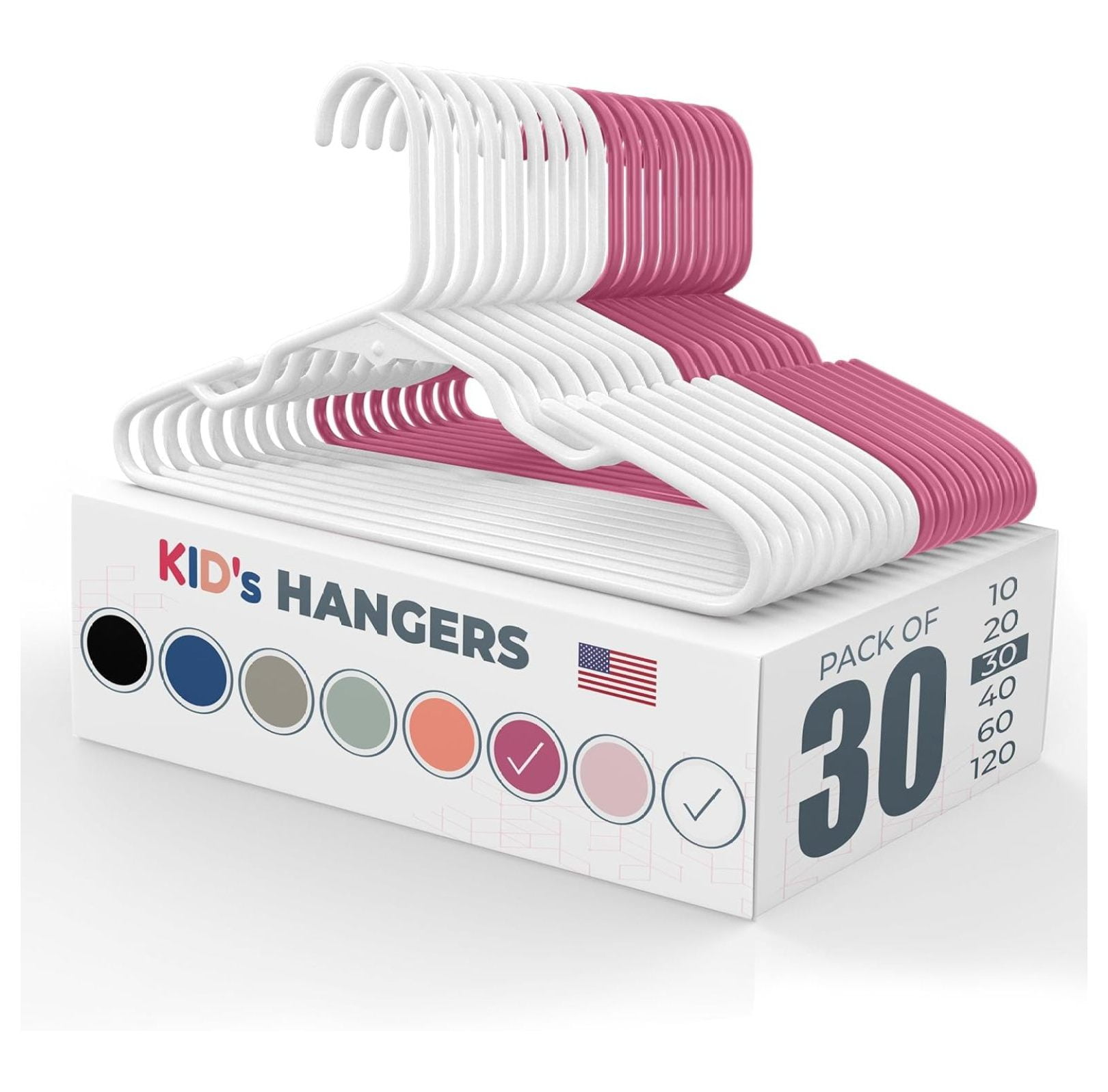 30pk Made in USA Baby Hangers | Kids Hangers for Children's Clothes ...