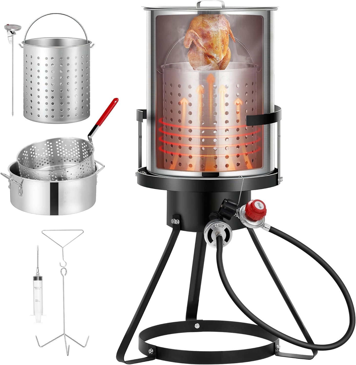 Easoger 30Qt Turkey Fryer with Propane Burner, 10Qt Fish Fryer and ...