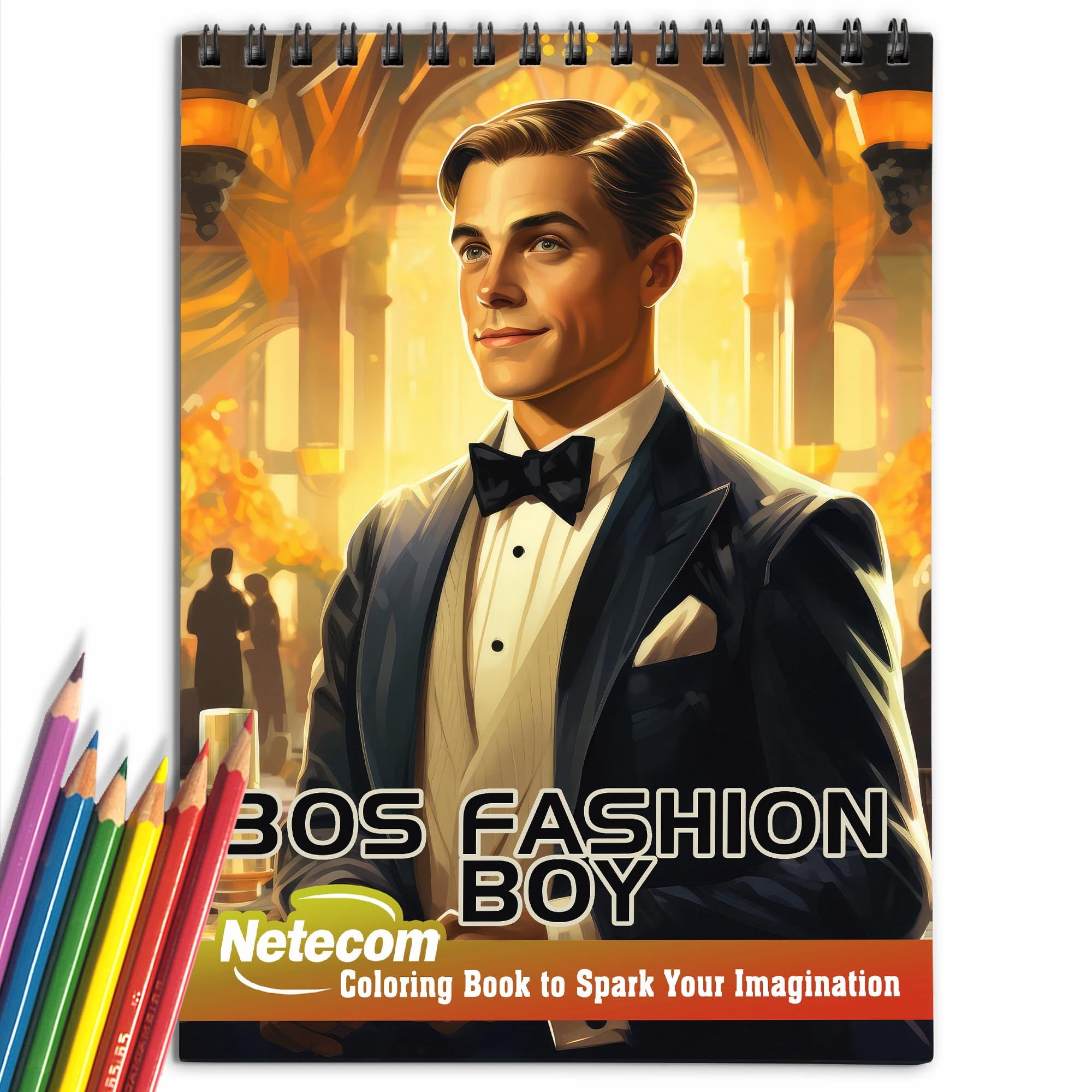 30s Fashion Boy Spiral Bound Coloring Book, Indulge in 30 Dashing ...