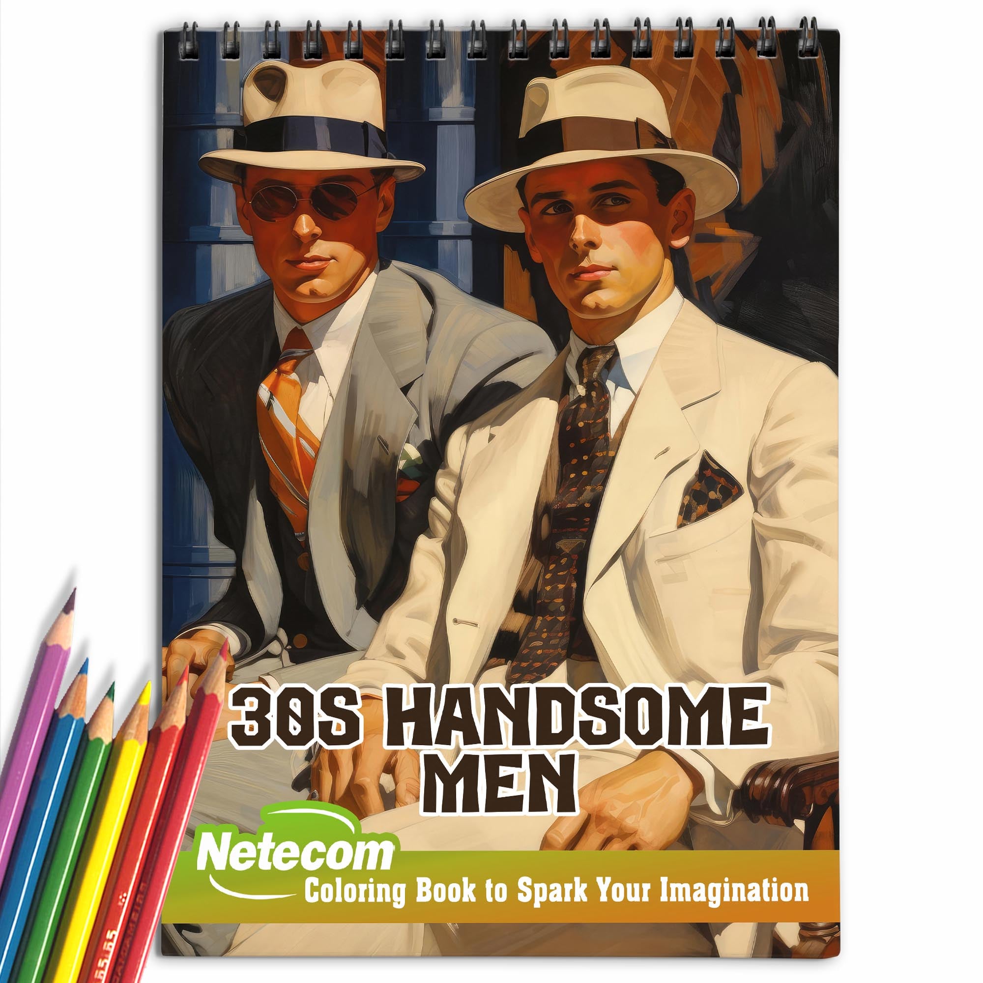 30s Handsome Men Spiral Bound Coloring Book, Discover Timeless Elegance ...