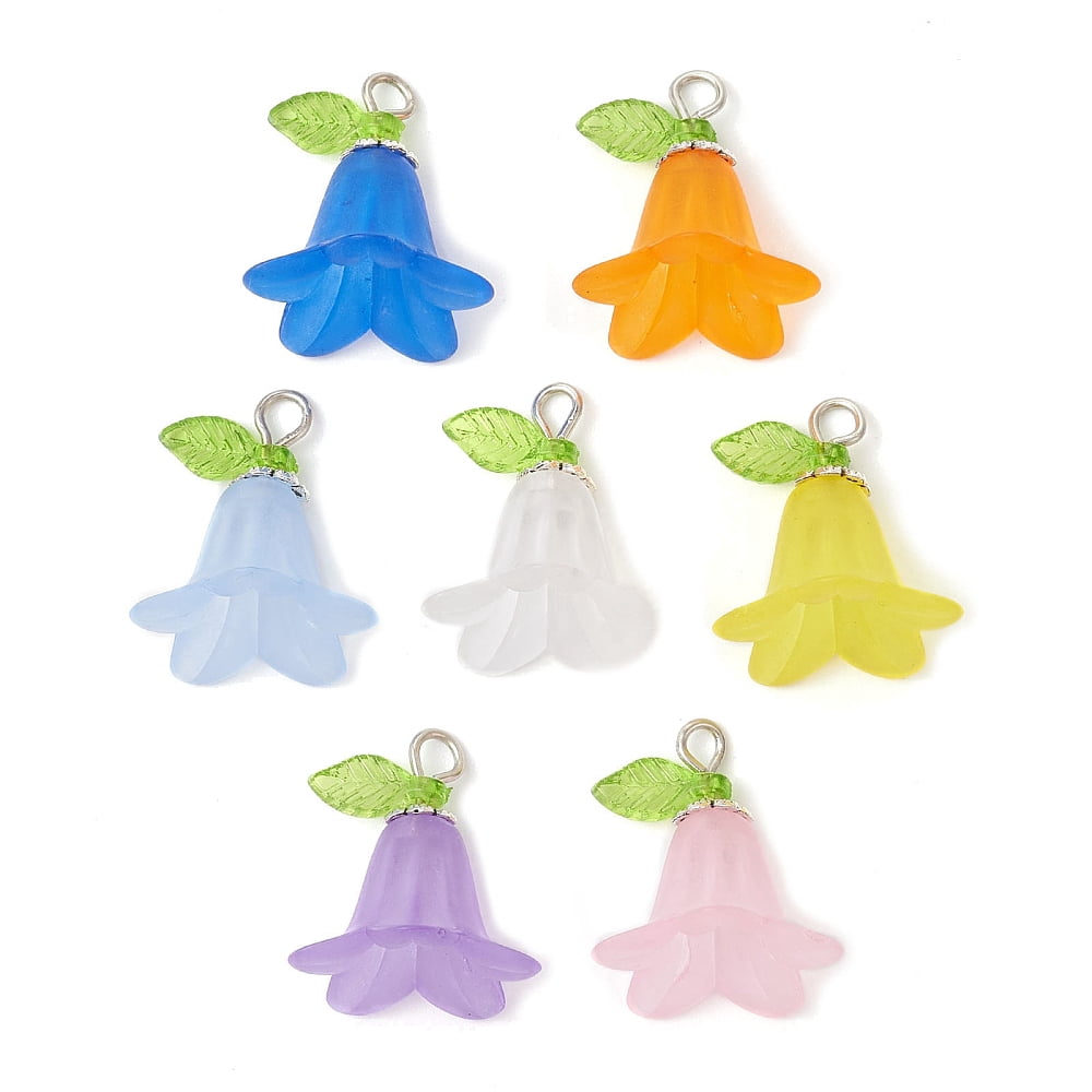 30sets Frosted Acrylic Pendants Kit Flower Mixed color 19.5~20x17.5 ...