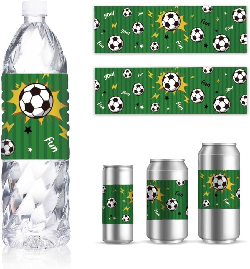 30sheets 30 Sheets Water Bottle Labels Football Printed Theme Self ...
