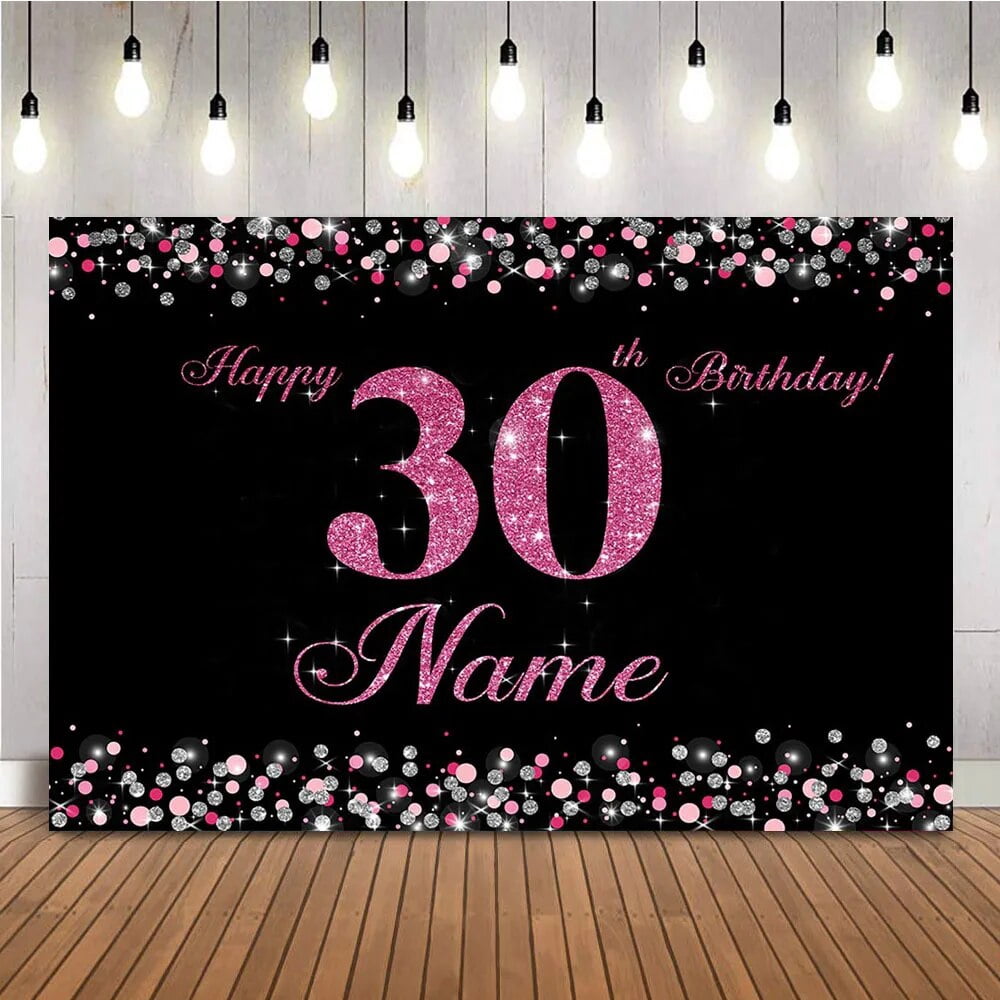 30th 40th 50th 60th Birthday Backdrop Rose Gold Glitter Customize Name ...