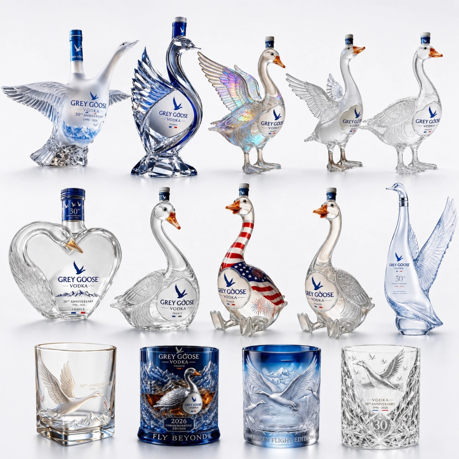 30th Anniversary 1996-2026 3D Grey Goose Whisky Bottle Whole Series! 3d ...