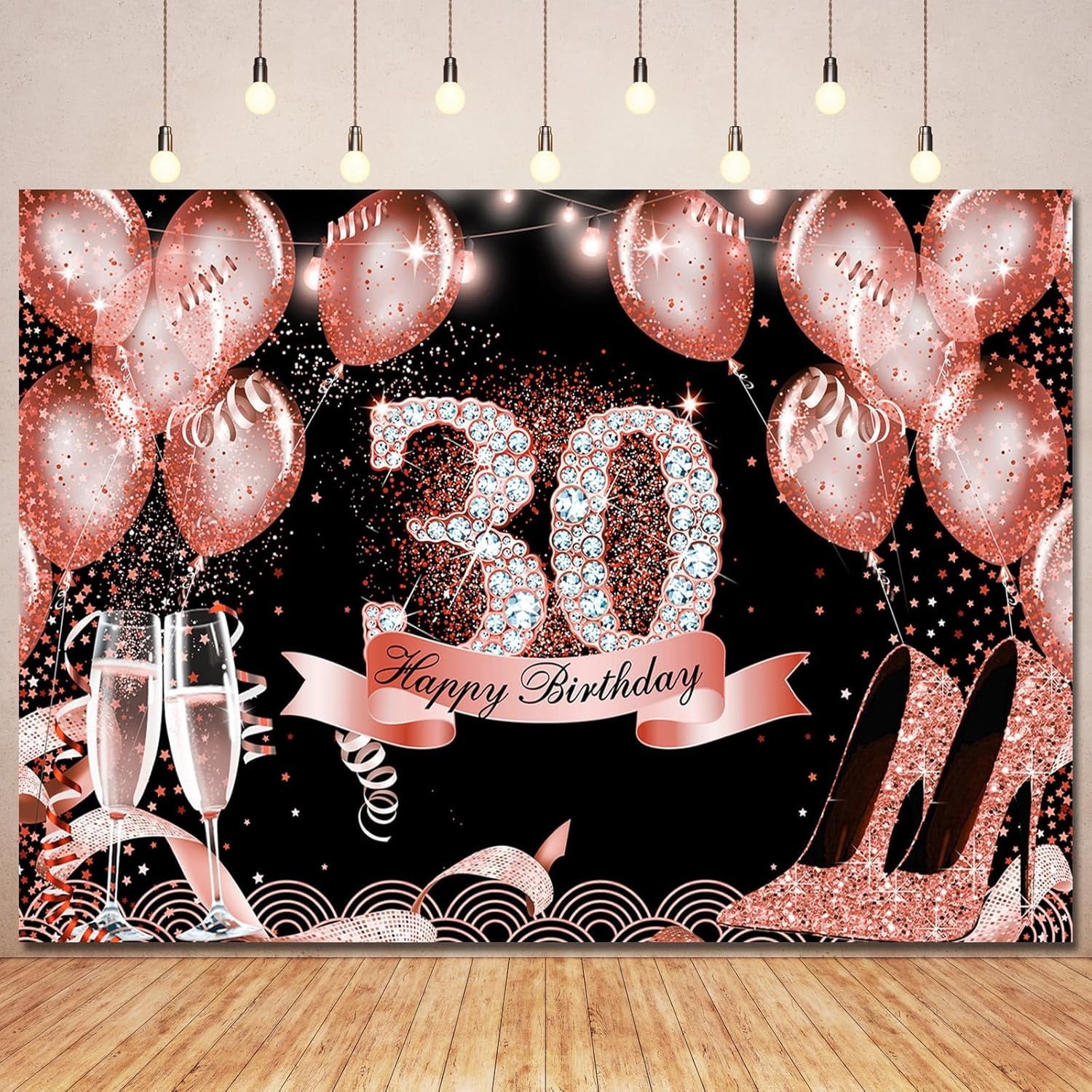 30th Birthday Backdrop Banner Decoration for Her,Pink Happy 30th ...
