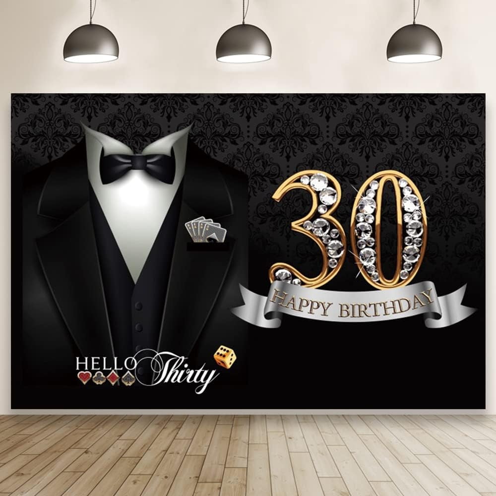 30th Birthday Backdrop for Man Gold and Black Thirty Years Old Happy ...