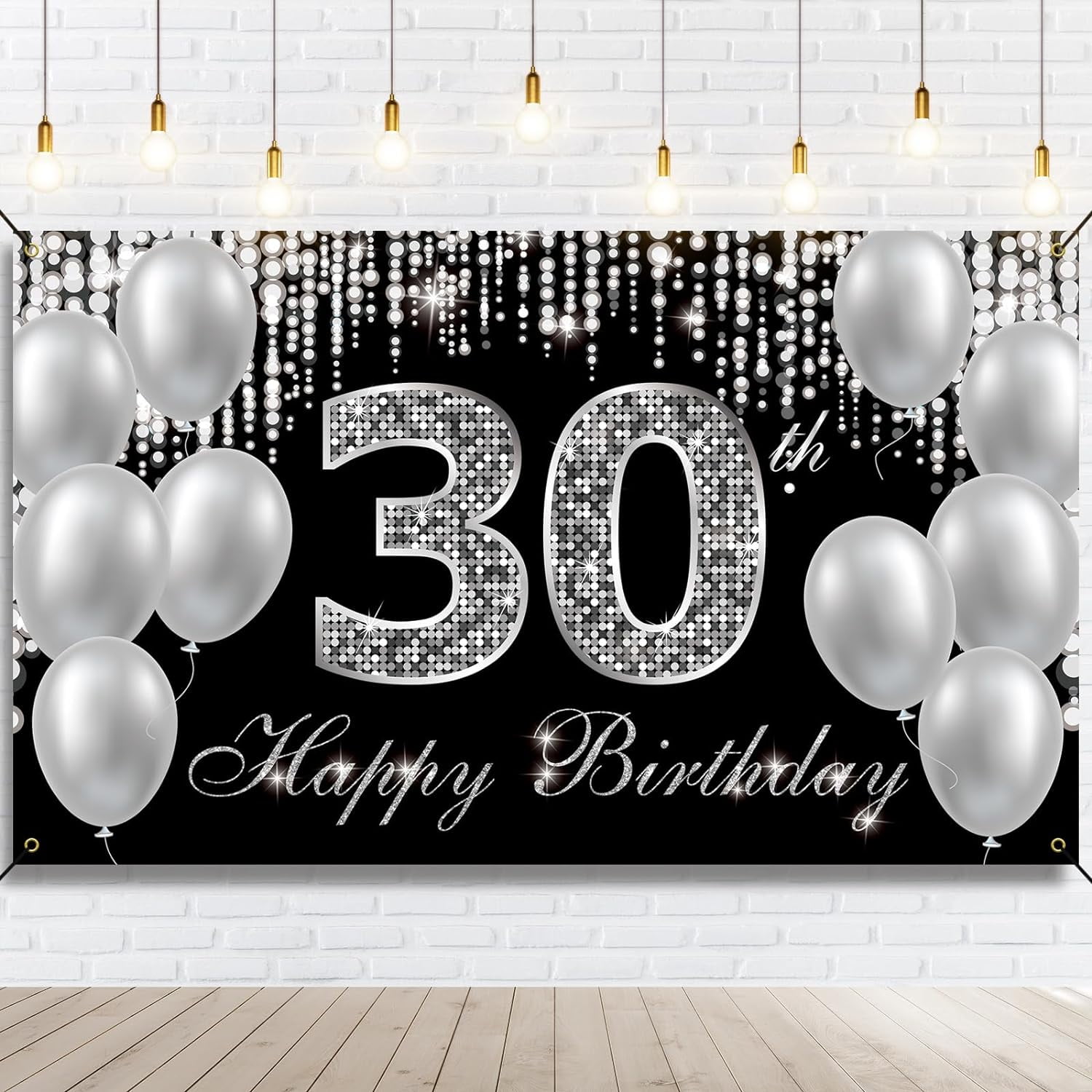 30th Birthday Banner Backdrop, Happy 30th Birthday Decorations for ...