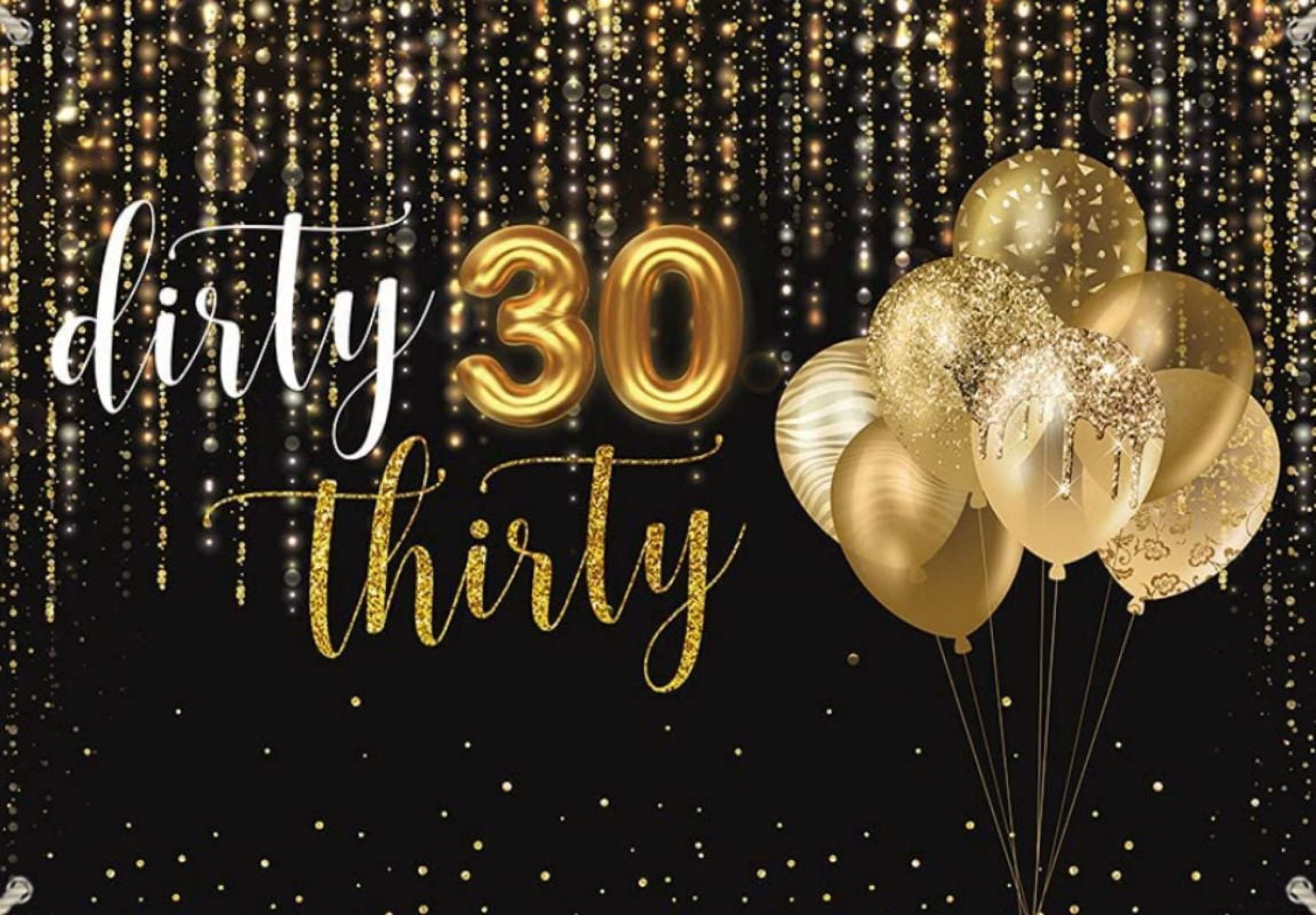 30th Birthday Banner Backdrop Happy 30th Birthday rations Black Silver ...