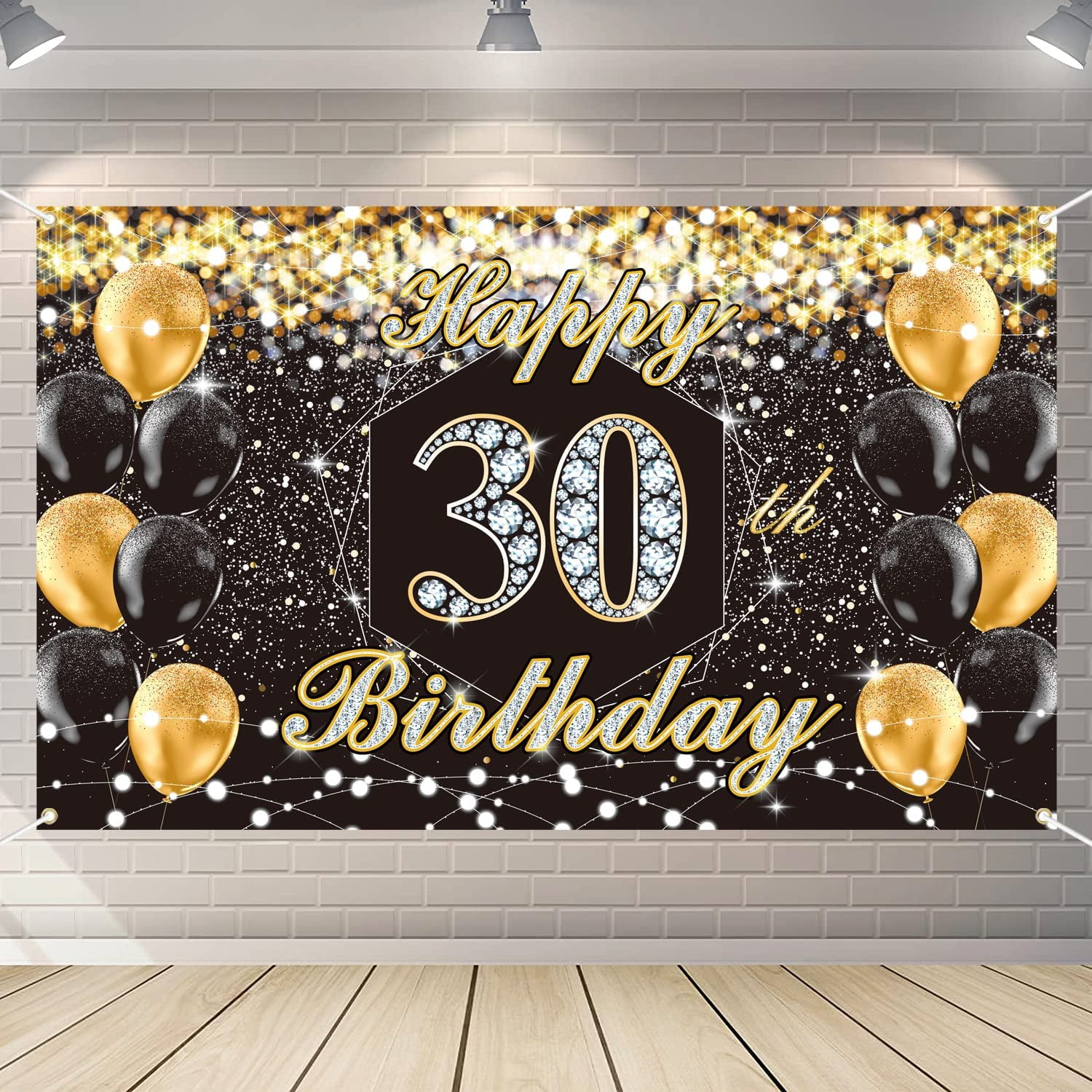 30th Birthday Banner Backdrop, 30th Birthday Party Decorations Black ...