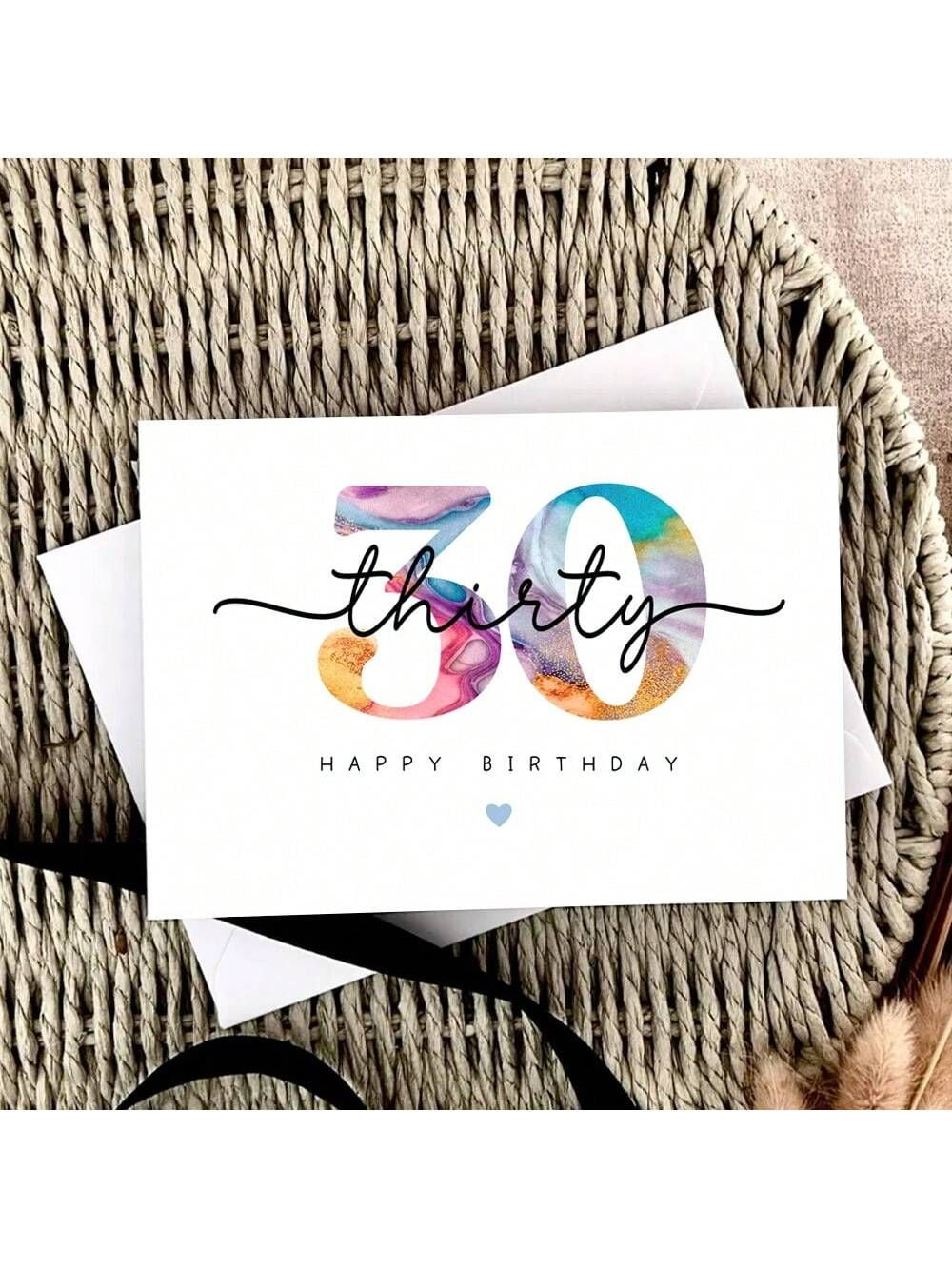 30th Birthday Card – Colorful "Thirty" Design with Stylish Script ...