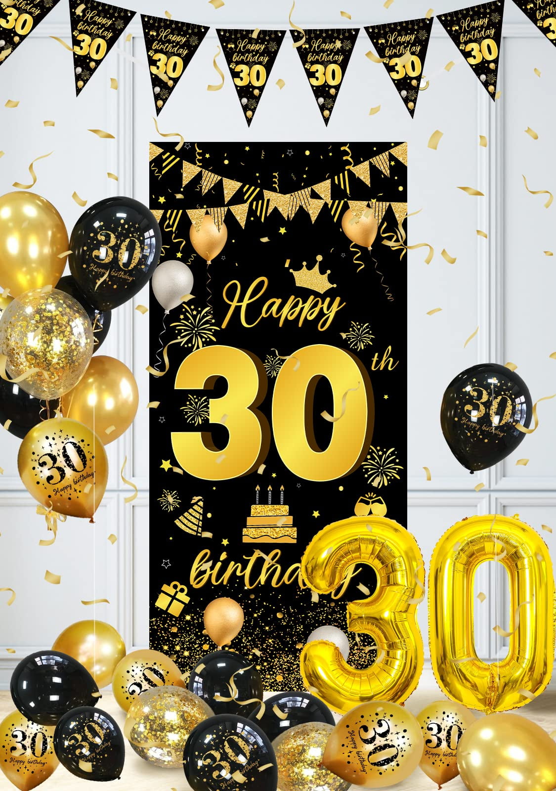 30th Birthday Decoration Men,30th Birthday Balloons Black Gold,30th ...