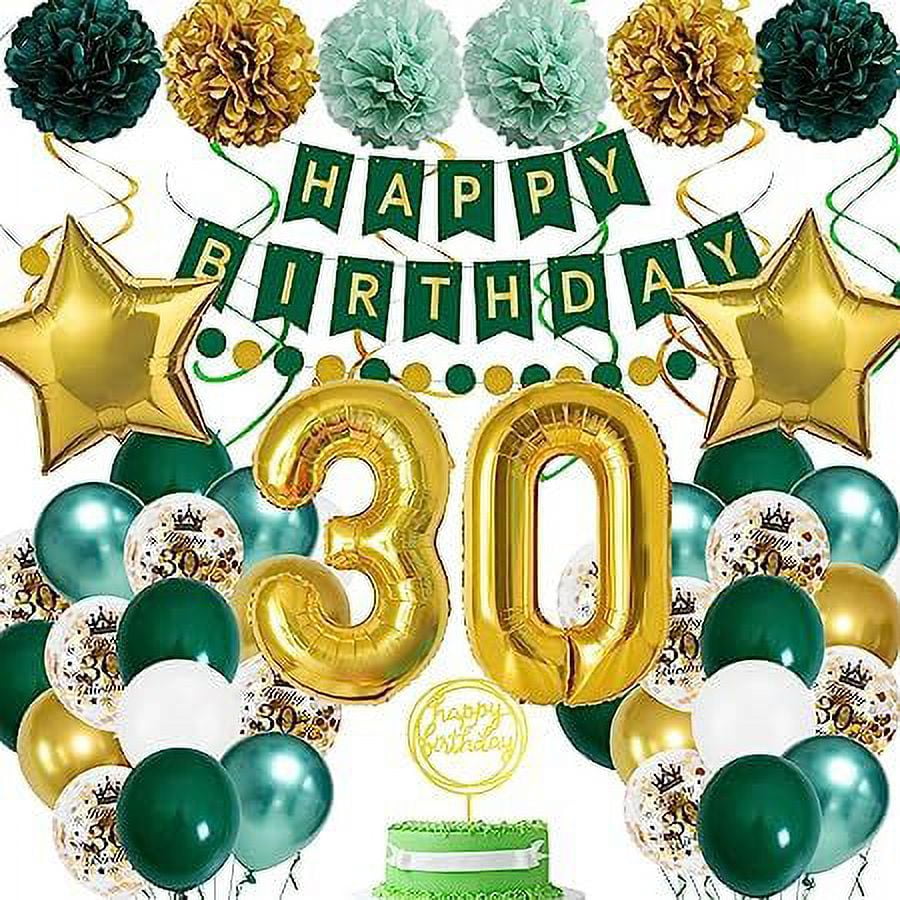 30th Birthday Decoration Women Man, 30th Birthday Decoration Green Gold ...