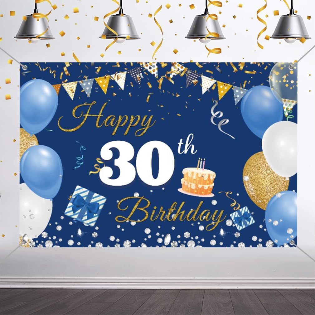 30th Birthday Decorations AJH3 Backdrop Banner for Men/Women Happy 30 ...