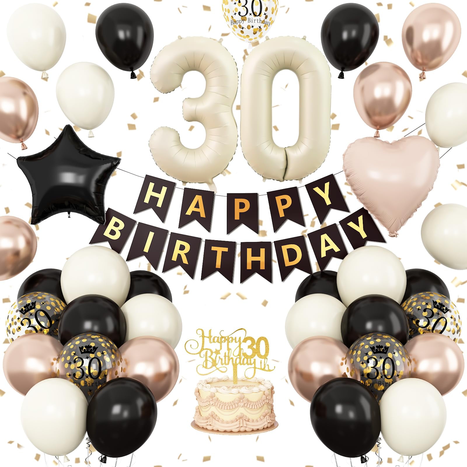 30th Birthday Decorations Black Gold,30 Birthday KKS1 Balloon Sand ...