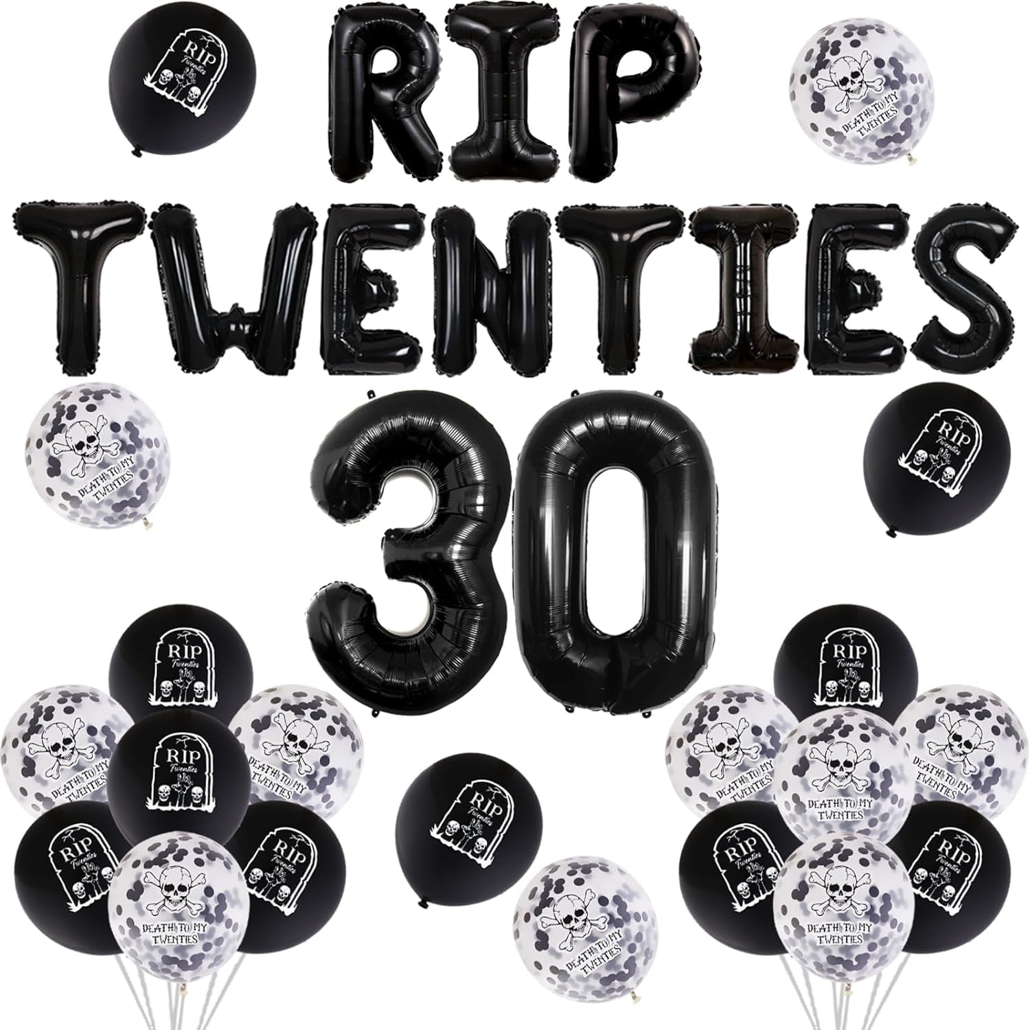 30th Birthday Decorations Black, Rip Twenties Decorations for Women Men ...