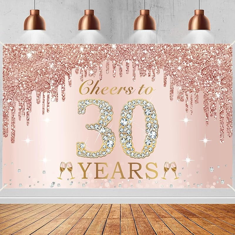 30th Birthday Decorations Cheers to 30 Years Banner, Pink Rose Gold ...