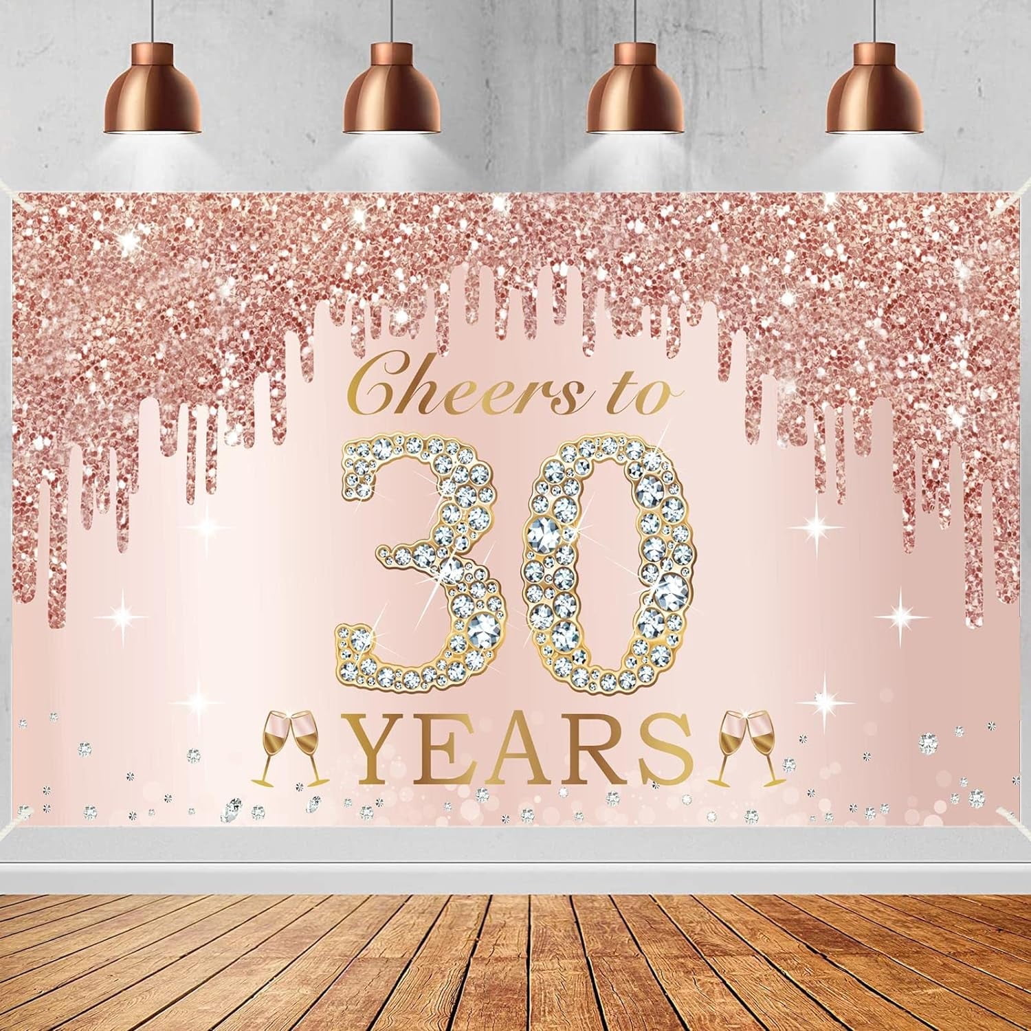 30th Birthday Decorations Cheers to 30 Years Banner, Pink Rose Gold ...