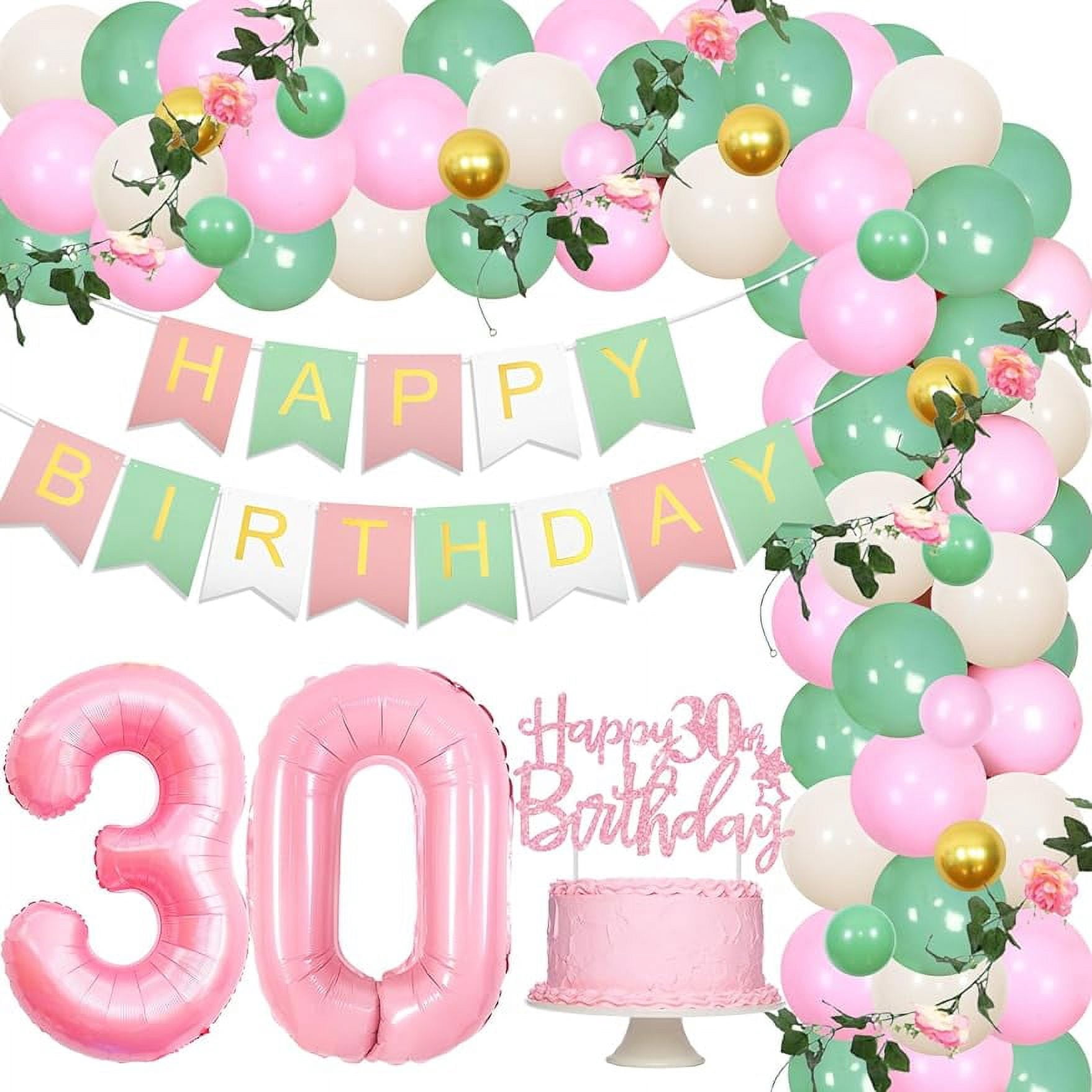 30th Birthday Decorations Green and Pink for Women, Sage Green Pink ...